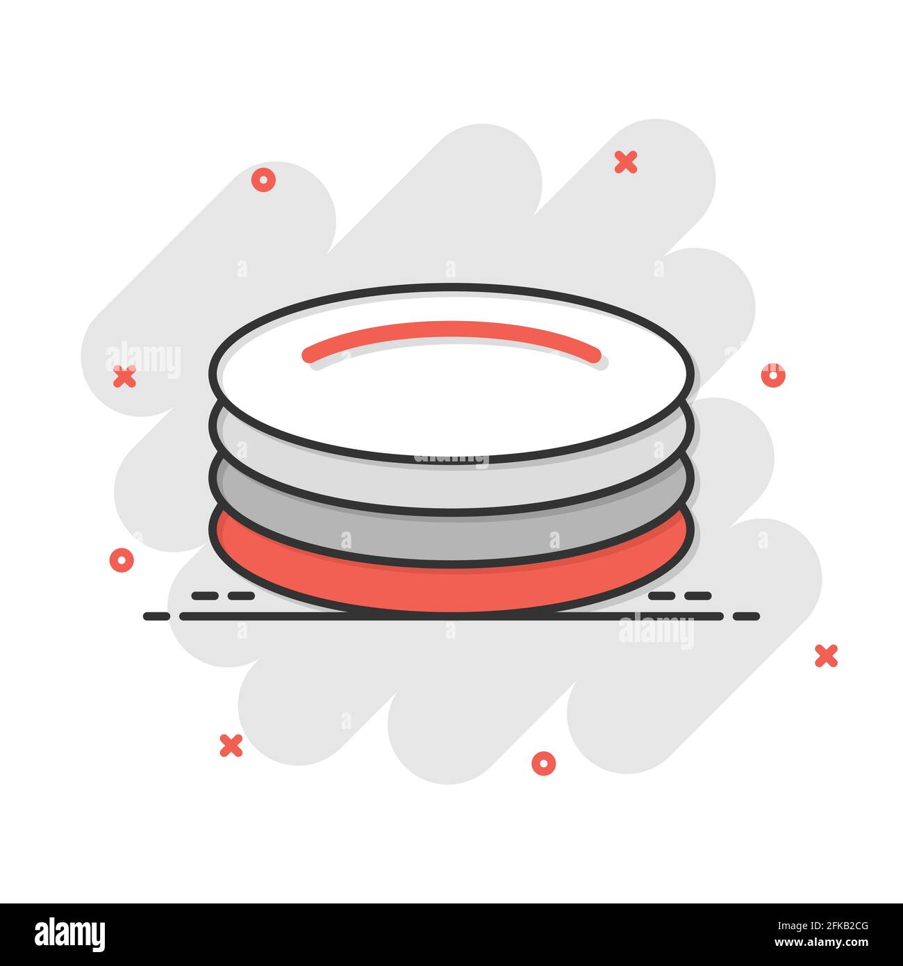 Plate icon in comic style. Dish cartoon vector illustration on white ...