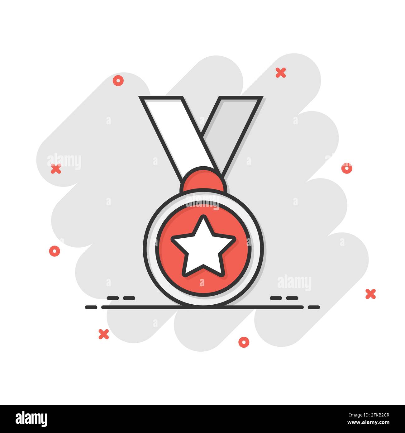 Medal icon in comic style. Prize cartoon sign vector illustration on ...