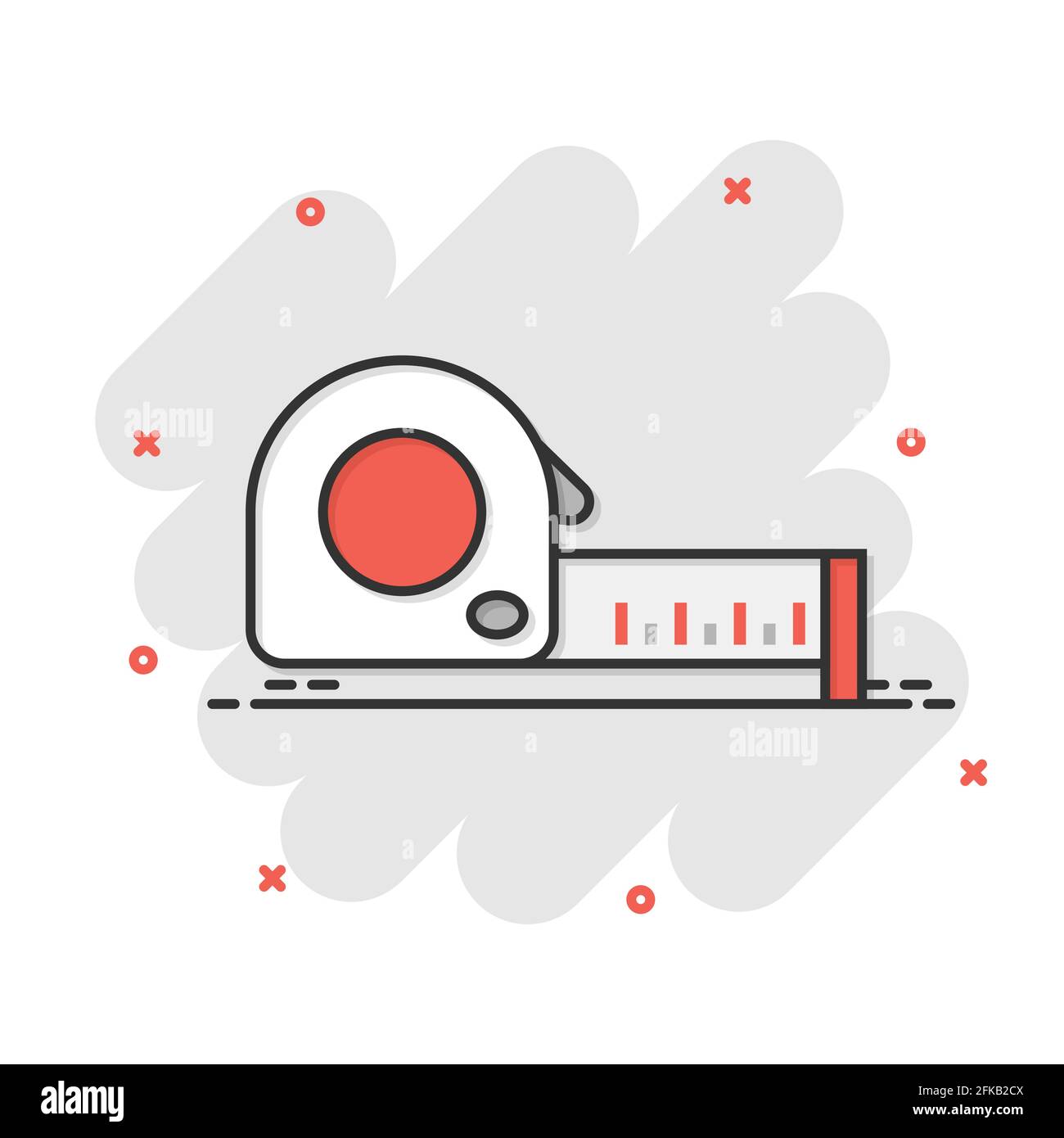 Measure tape icon in comic style. Ruler cartoon sign vector ...