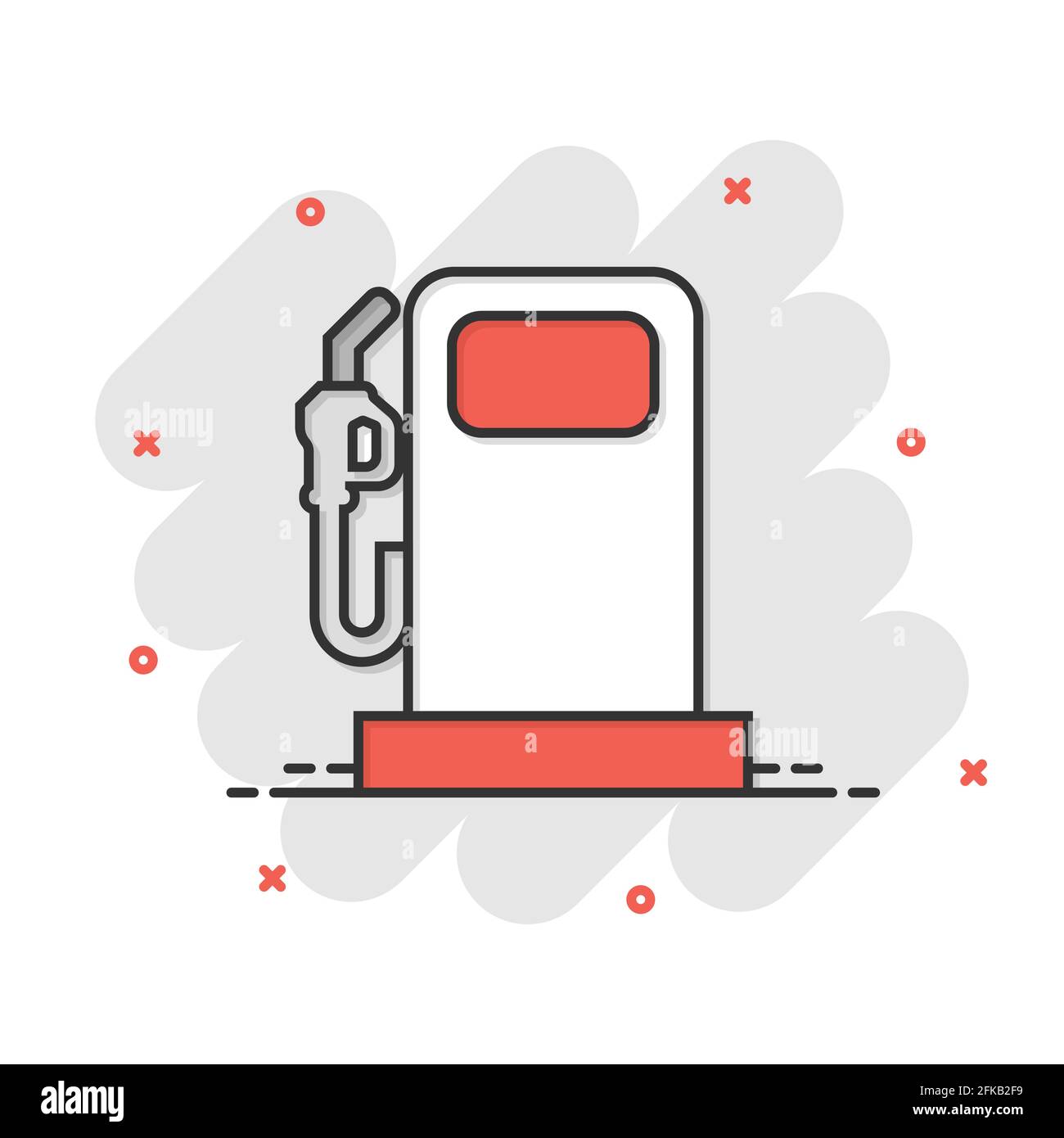 Fuel pump icon in comic style. Gas station cartoon sign vector ...