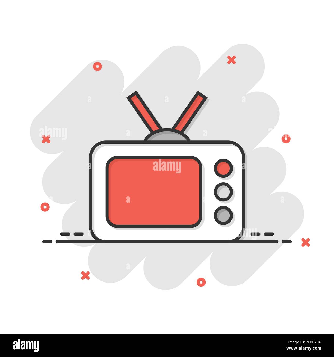 Tv icon in comic style. Television cartoon sign vector illustration on ...