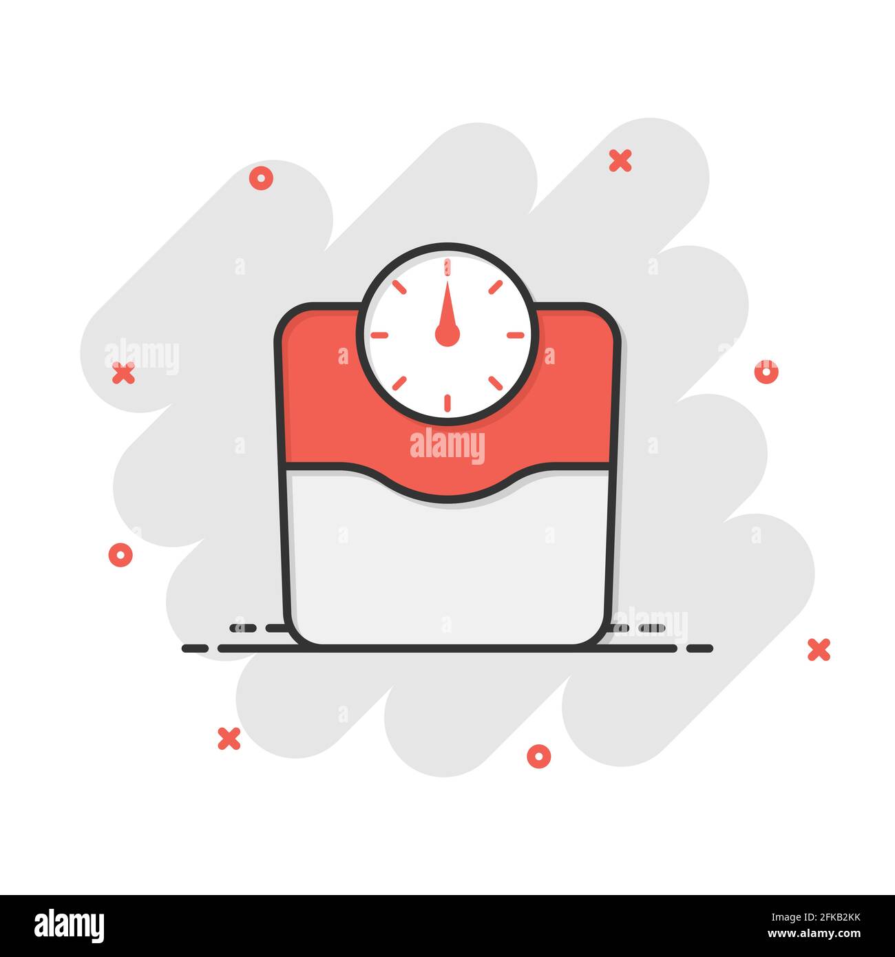 Scale icon in comic style. Balance cartoon vector illustration on white ...