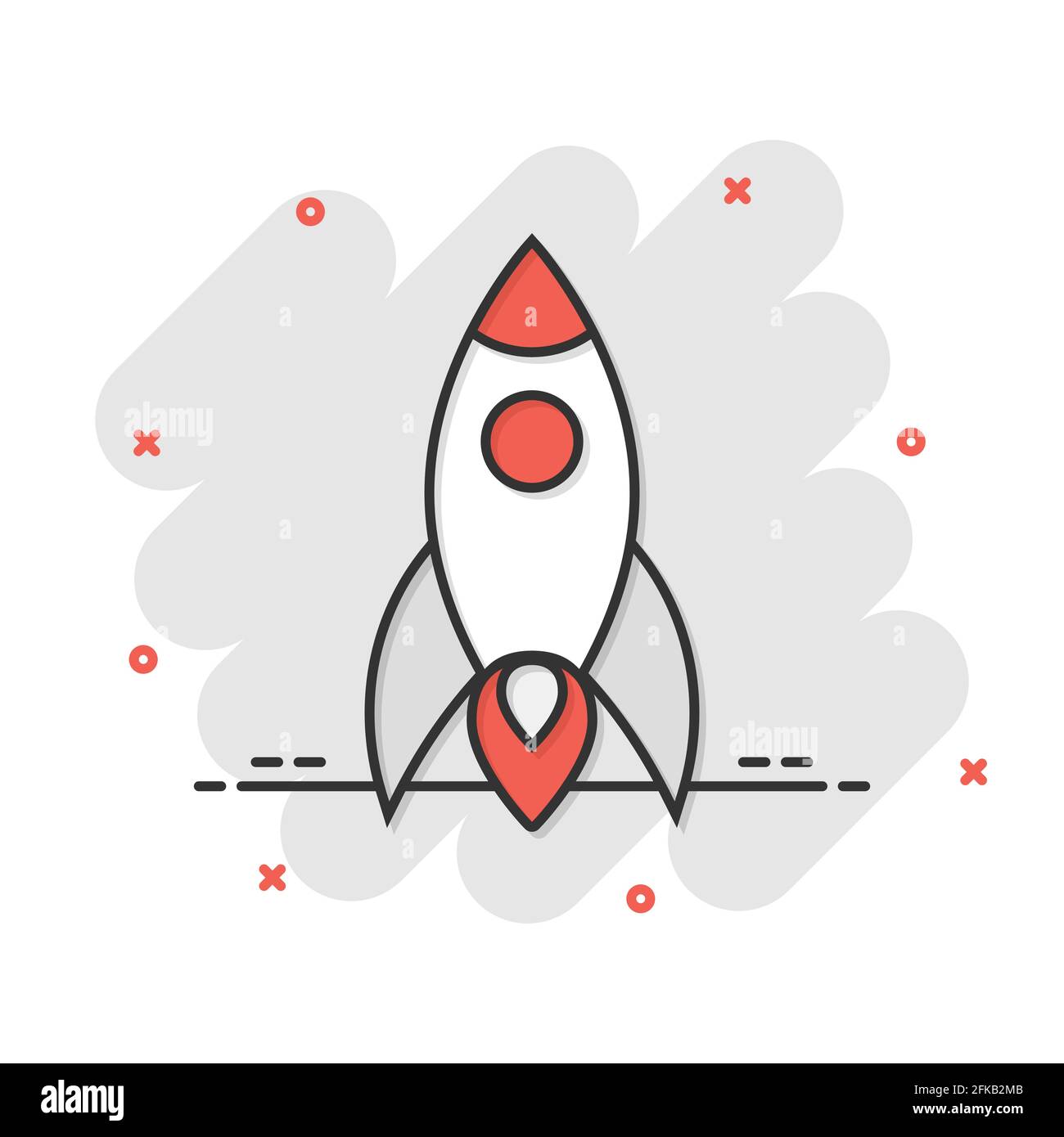 Rocket icon in comic style. Spaceship launch cartoon vector ...