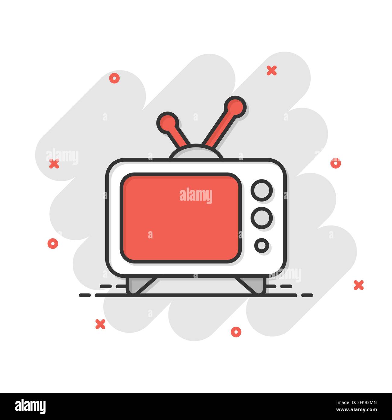 Tv icon in comic style. Television cartoon sign vector illustration on ...