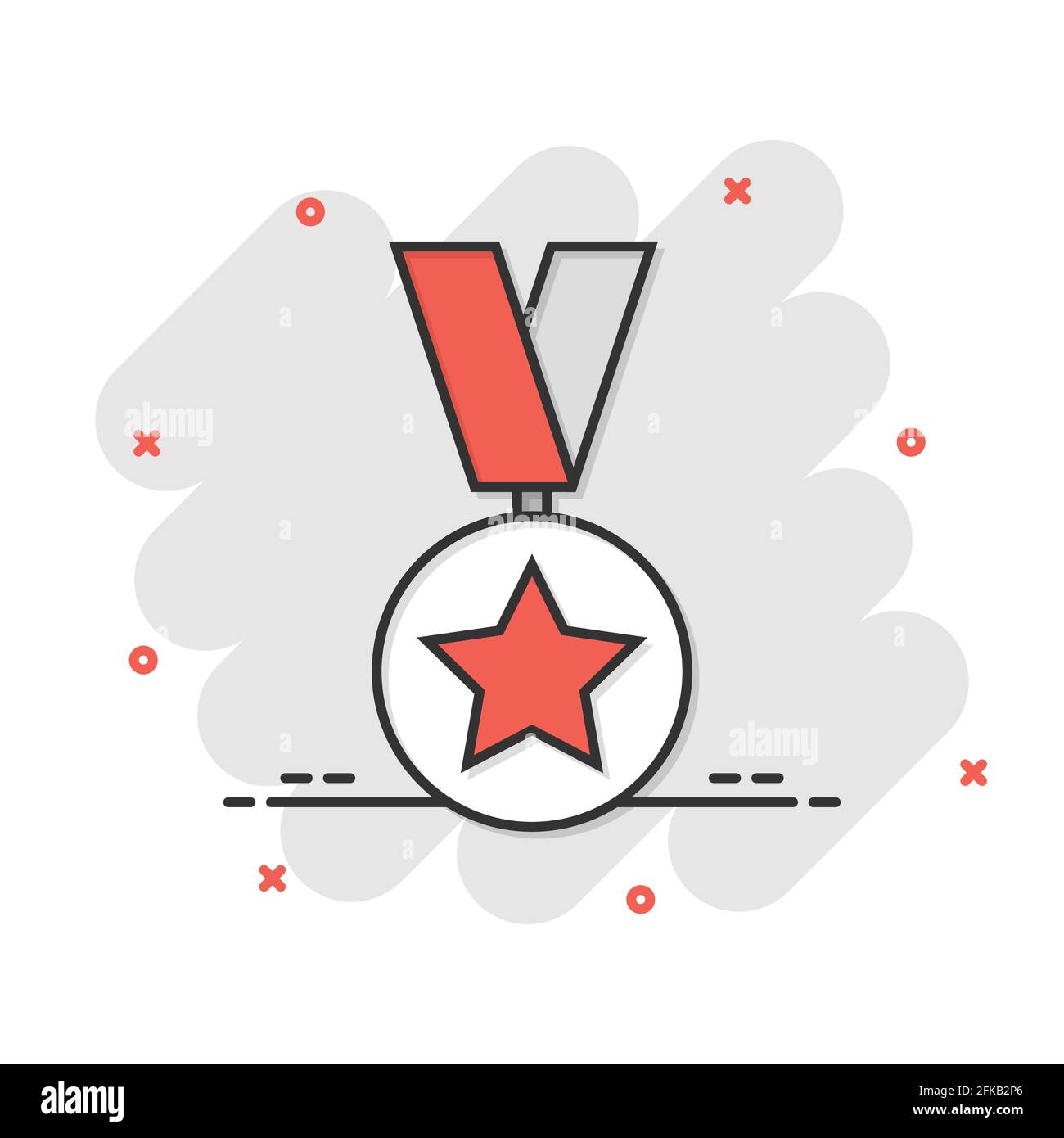 Medal icon in comic style. Prize cartoon sign vector illustration on ...