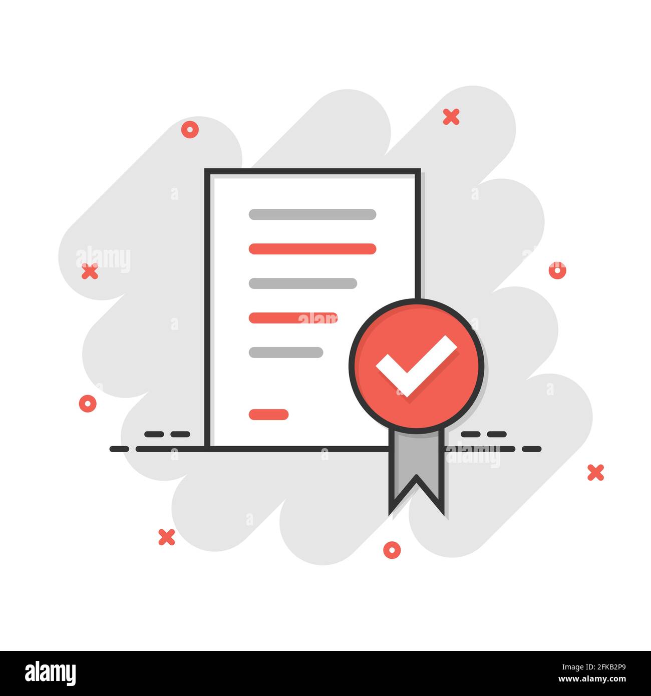 Approved document icon in comic style. Authorize cartoon vector ...