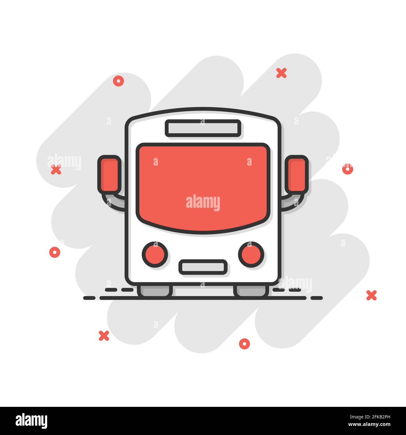 Bus icon in comic style. Coach car cartoon vector illustration on white ...
