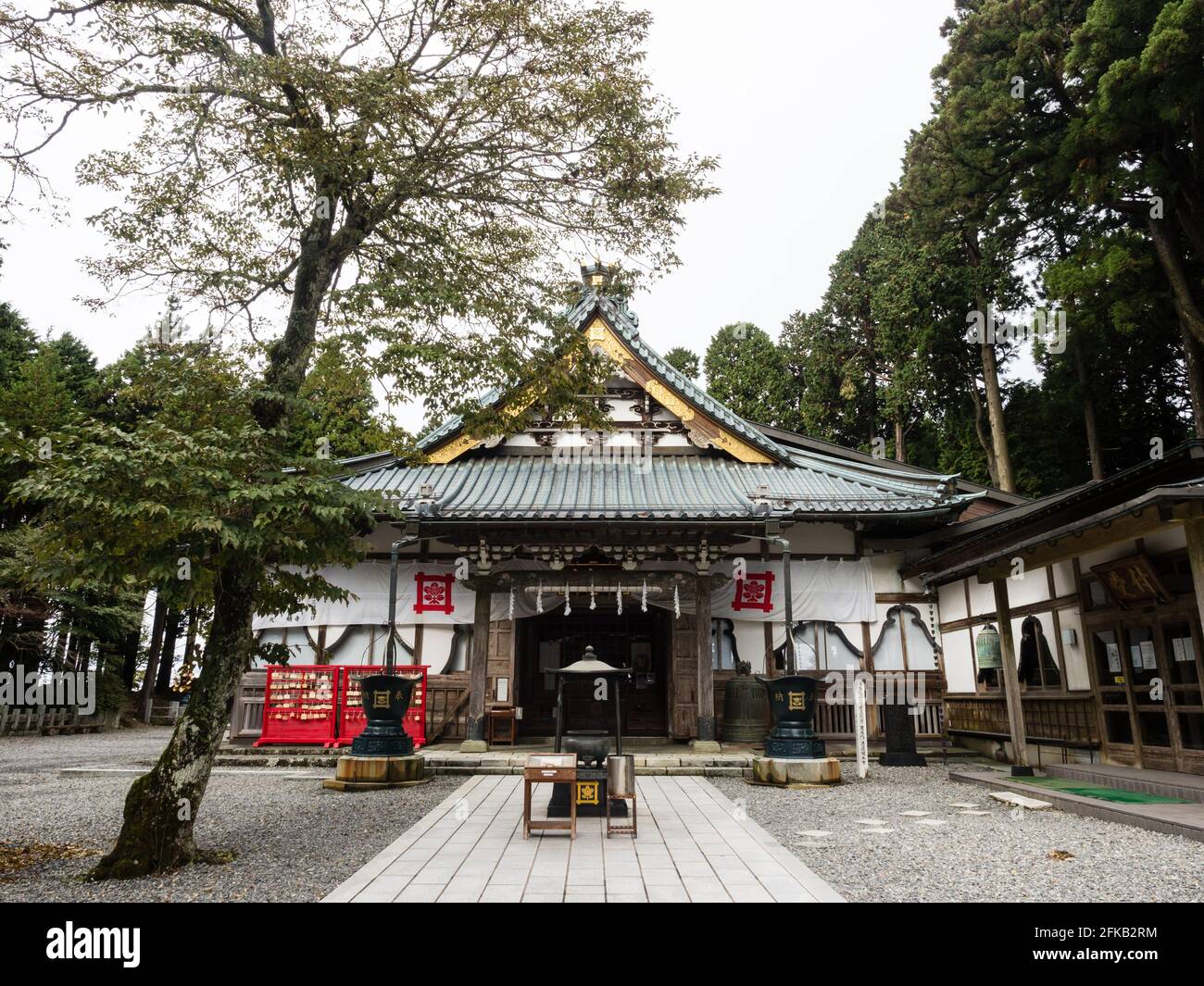 Minobu, Japan - October 19, 2017: Wooden pavilion at Okunoin ...