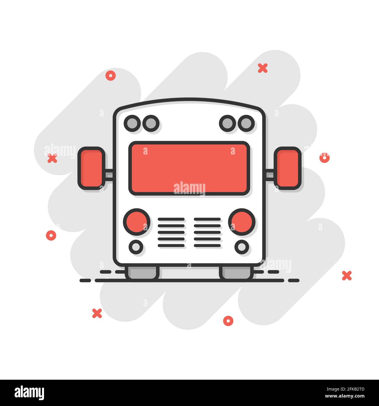 Bus icon in comic style. Coach car cartoon vector illustration on white ...