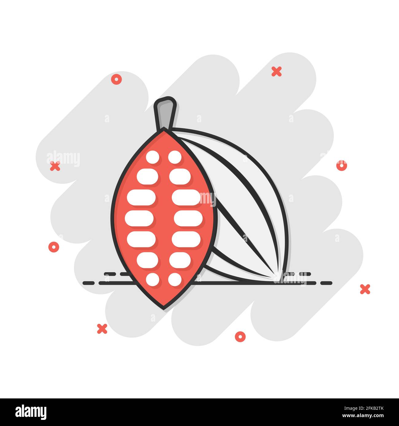 Cocoa bean icon in comic style. Chocolate cream cartoon vector ...