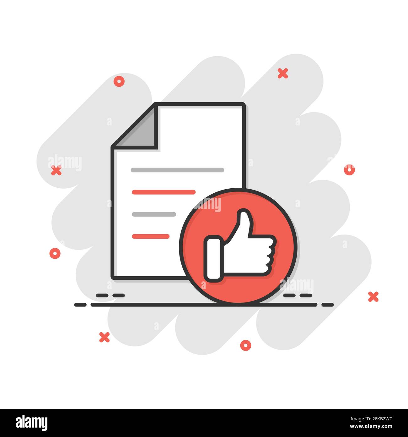 Approved document icon in comic style. Authorize cartoon vector ...