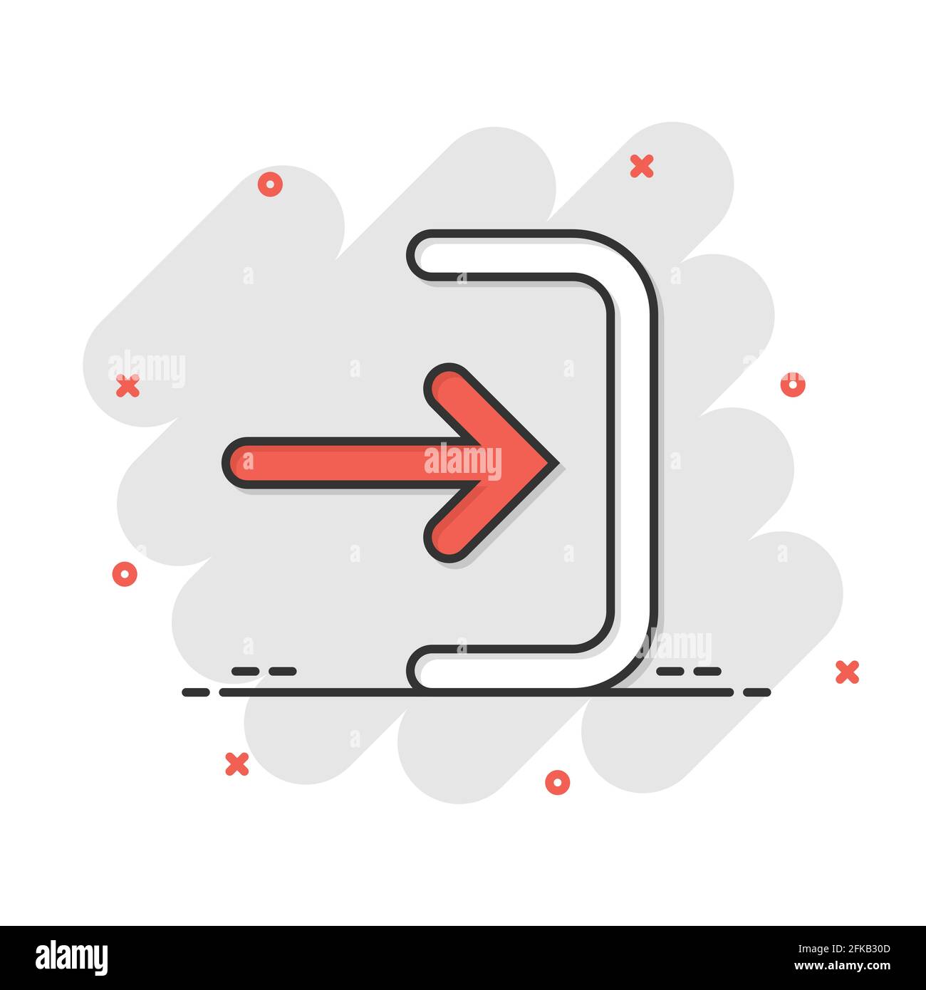 Login icon in comic style. Arrow access cartoon vector illustration on ...