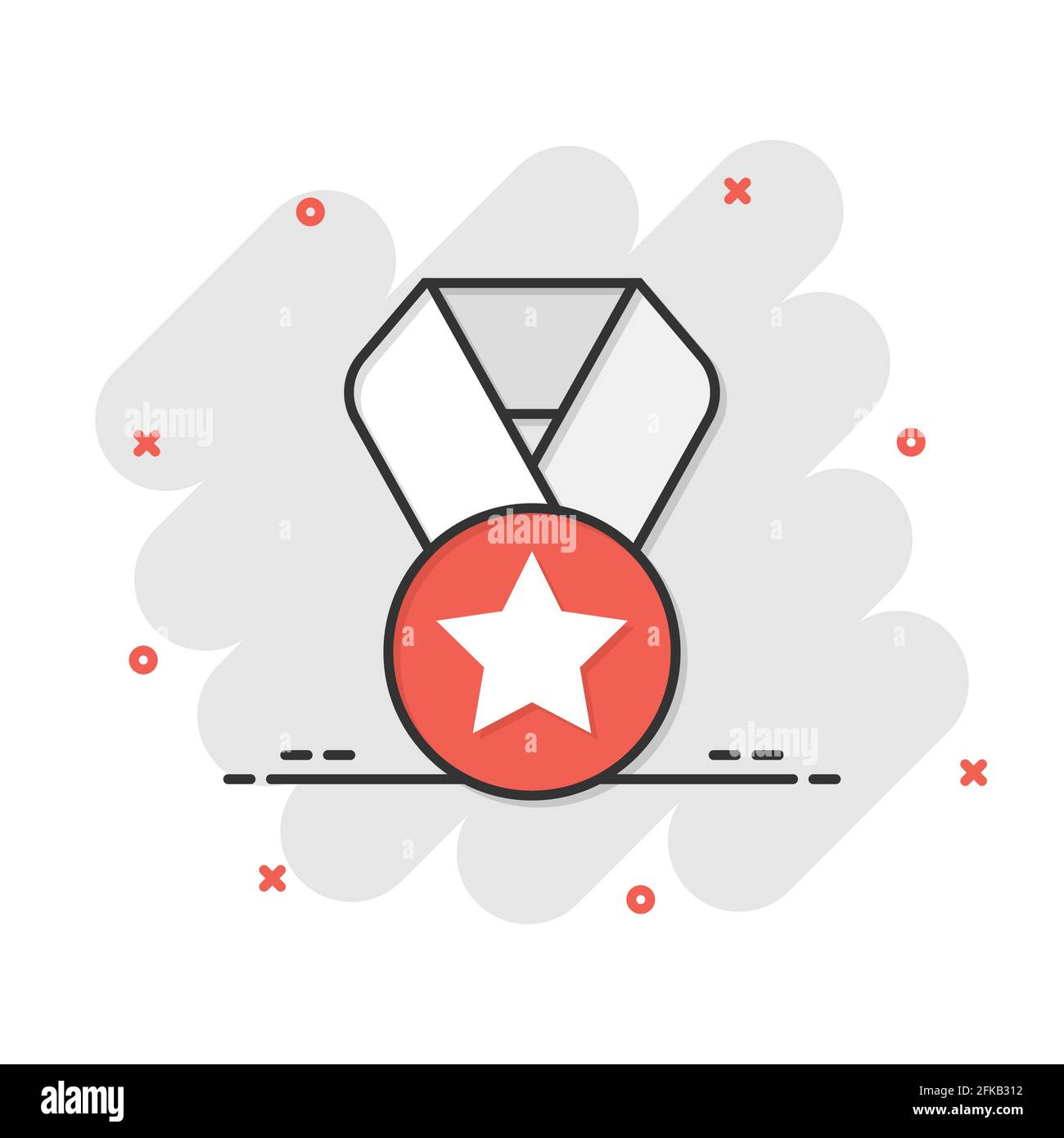 Medal icon in comic style. Prize cartoon sign vector illustration on ...