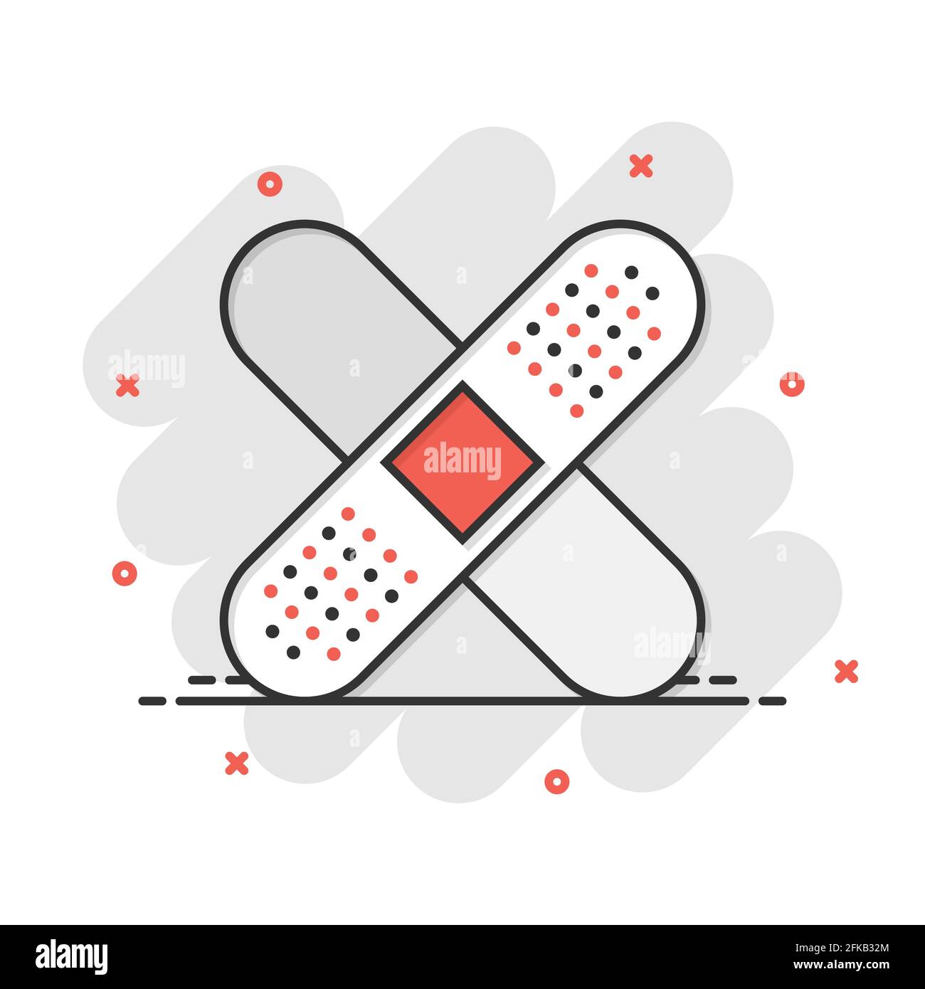 Bandage icon in comic style. Plaster cartoon vector illustration on ...