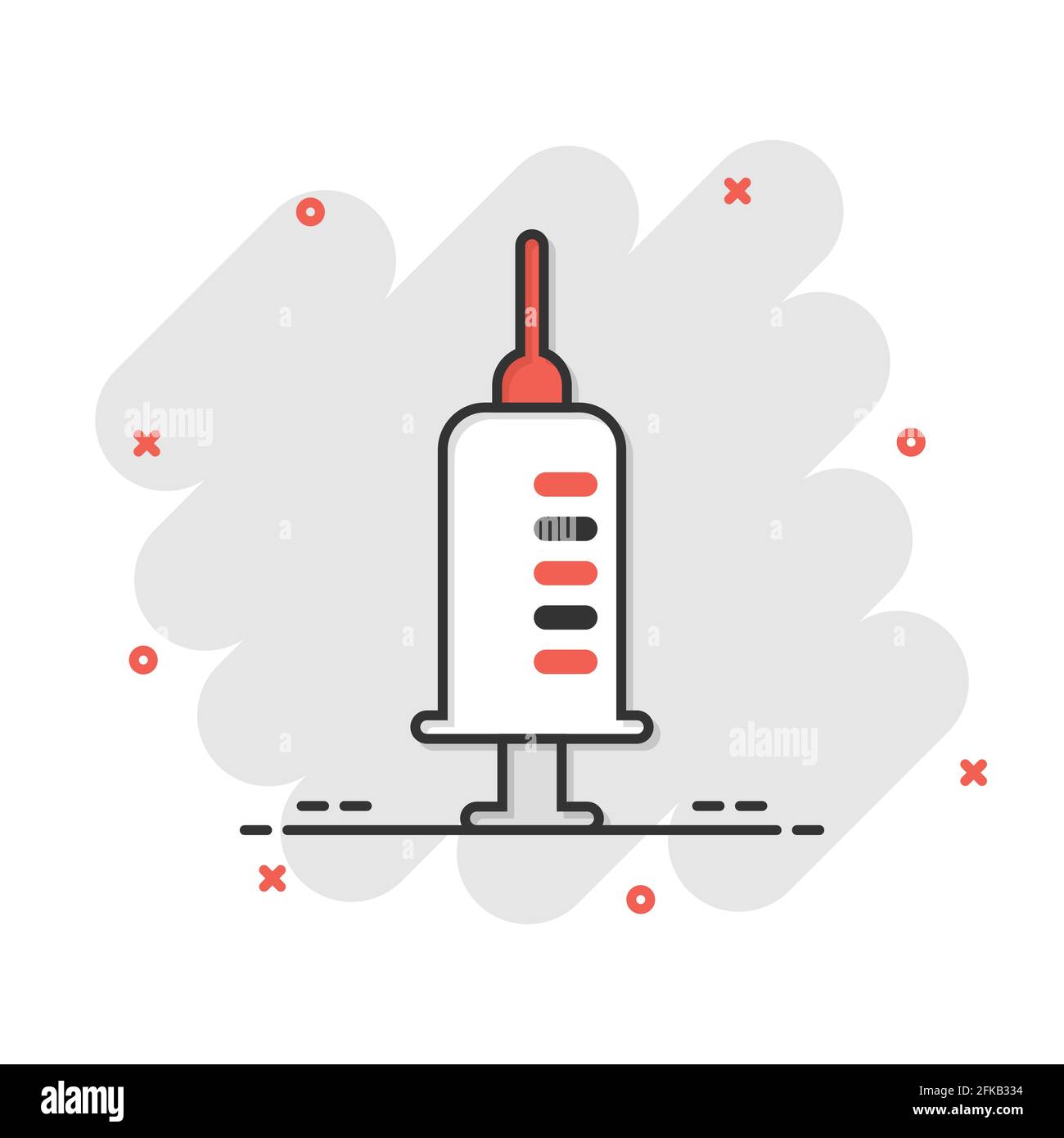 Syringe icon in comic style. Inject needle cartoon vector illustration ...