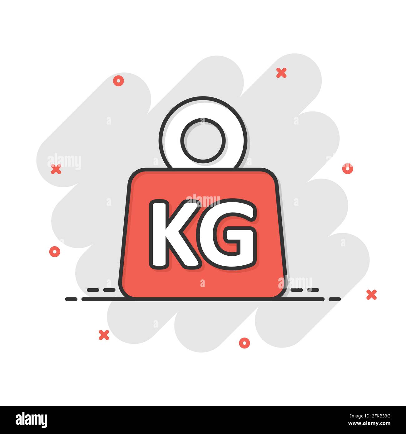 Scale icon in comic style. Kilogram dumbbell cartoon vector ...