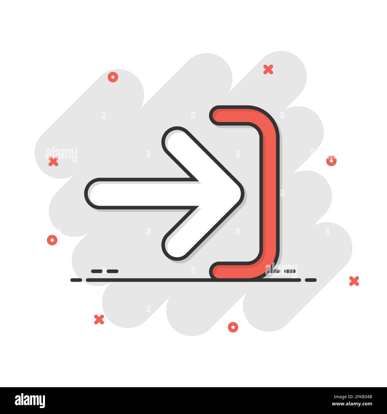 Login icon in comic style. Arrow access cartoon vector illustration on ...