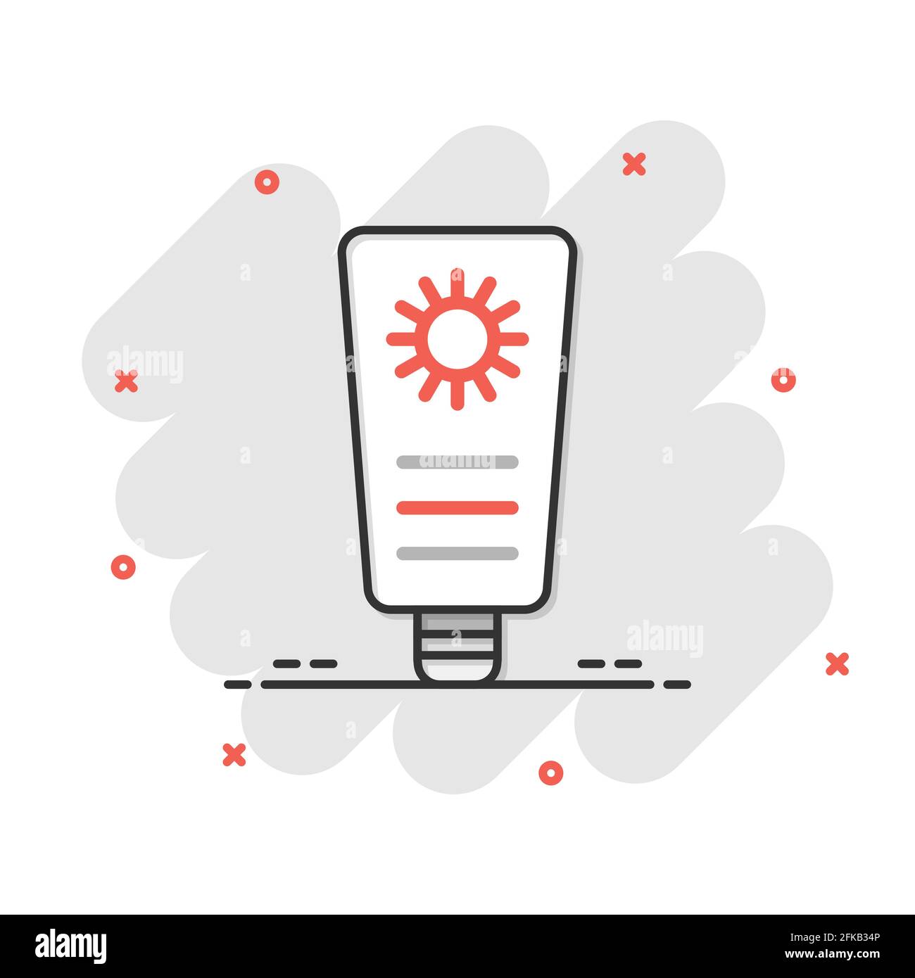 Sun protection icon in comic style. Sunblock cream cartoon vector ...