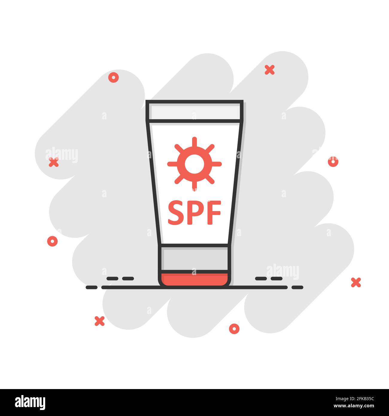Sun protection icon in comic style. Sunblock cream cartoon vector ...