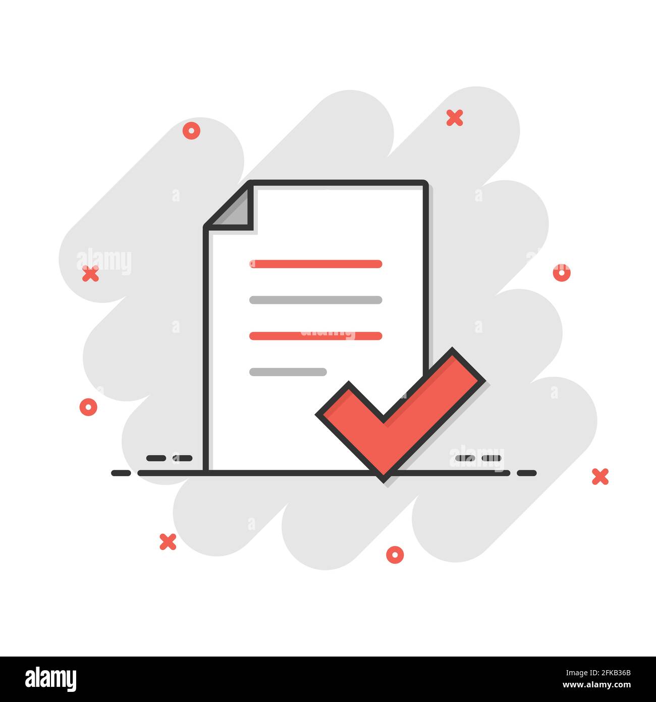 Approved document icon in comic style. Authorize cartoon vector ...