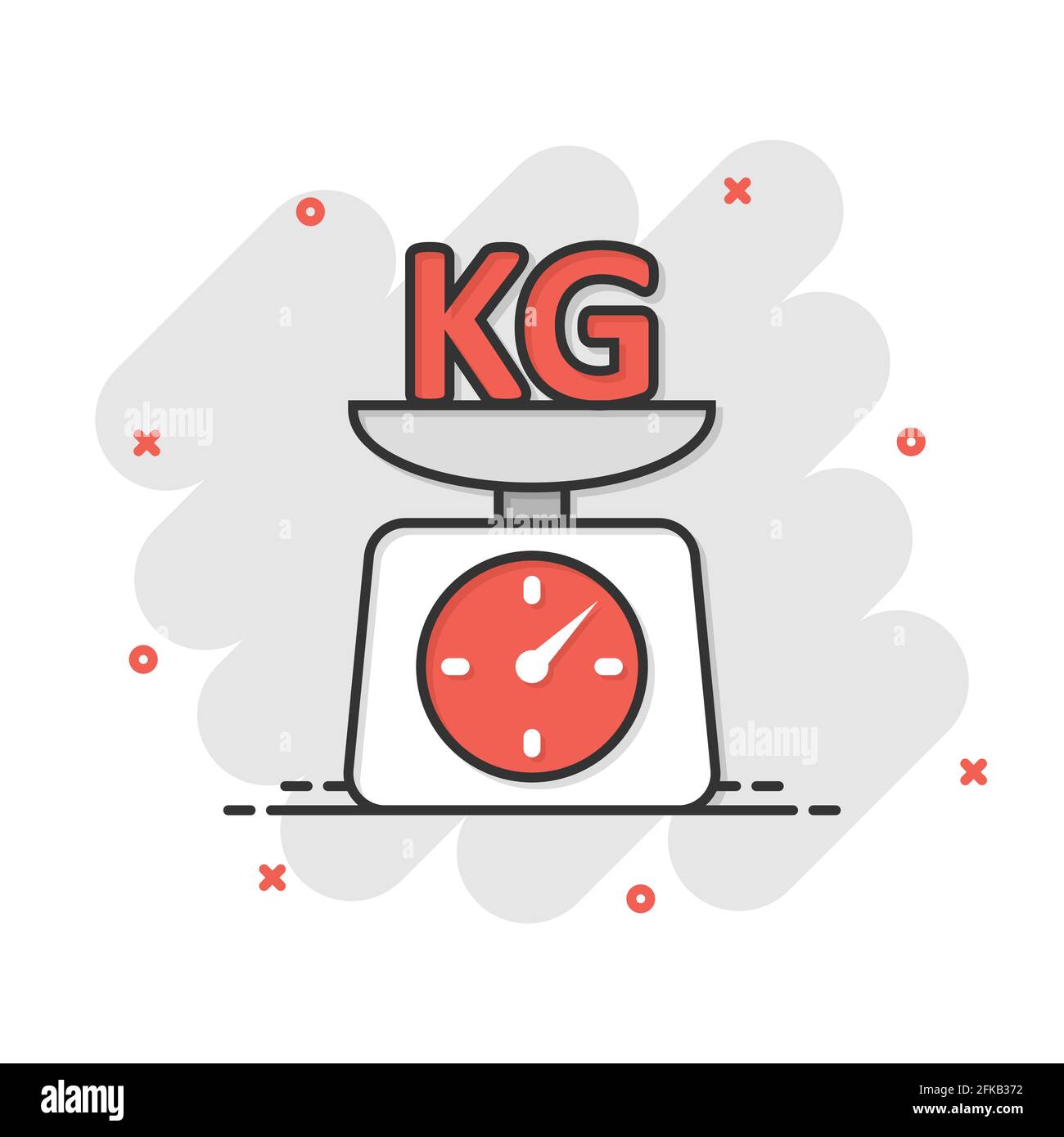 Scale icon in comic style. Kilogram dumbbell cartoon vector ...