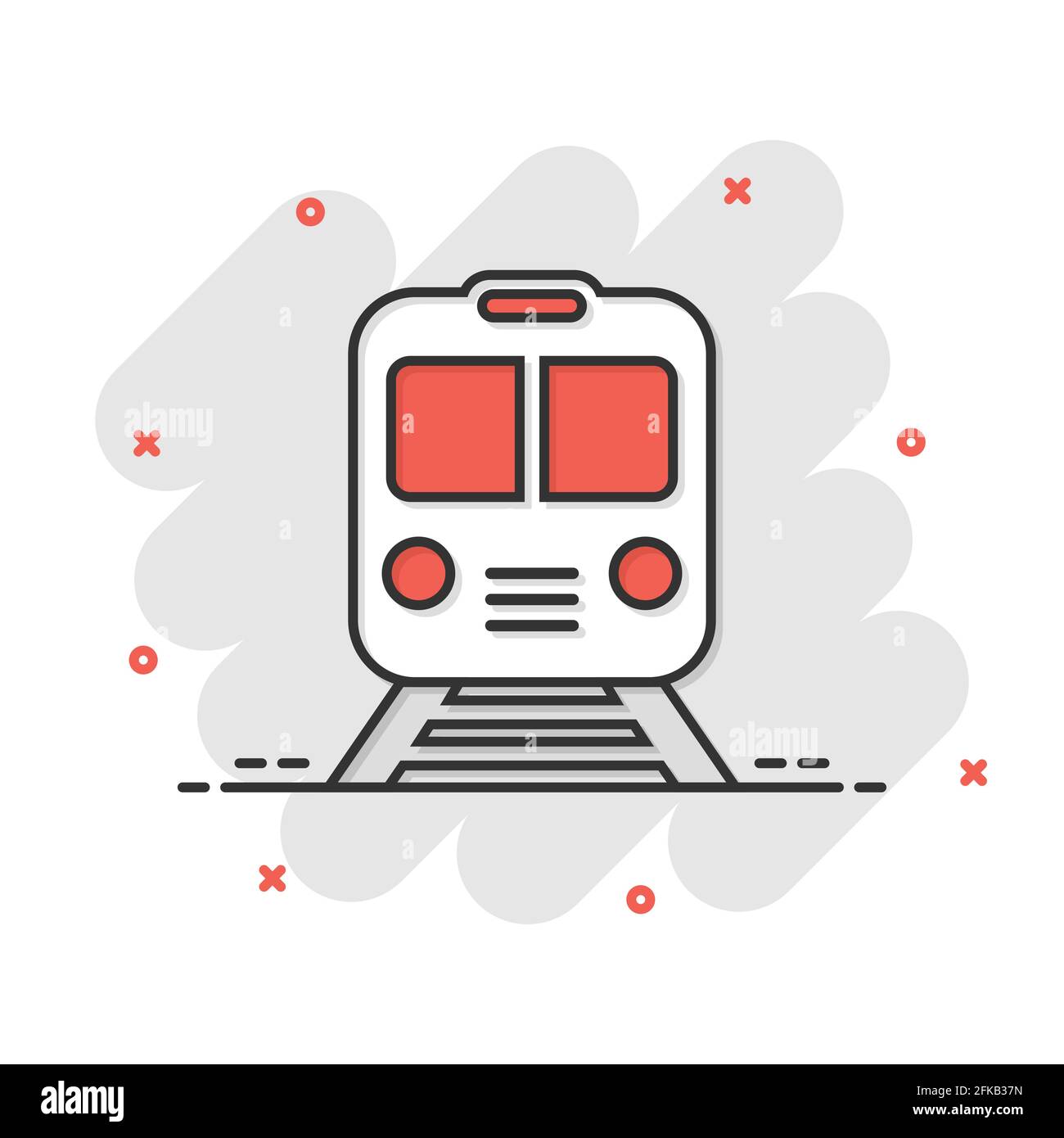 Metro icon in comic style. Train subway cartoon vector illustration on ...