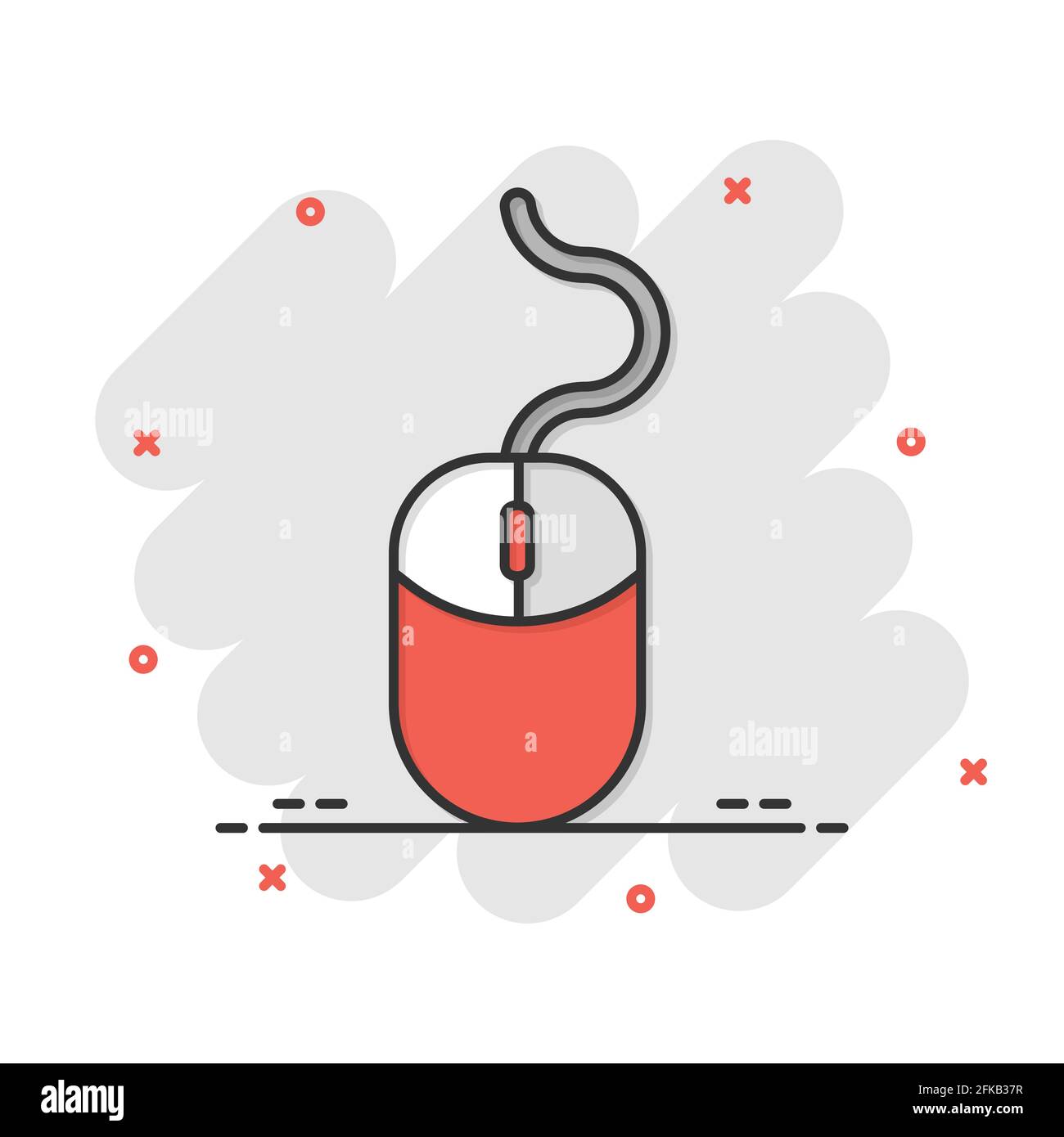 Computer mouse icon in comic style. Cursor cartoon vector illustration ...