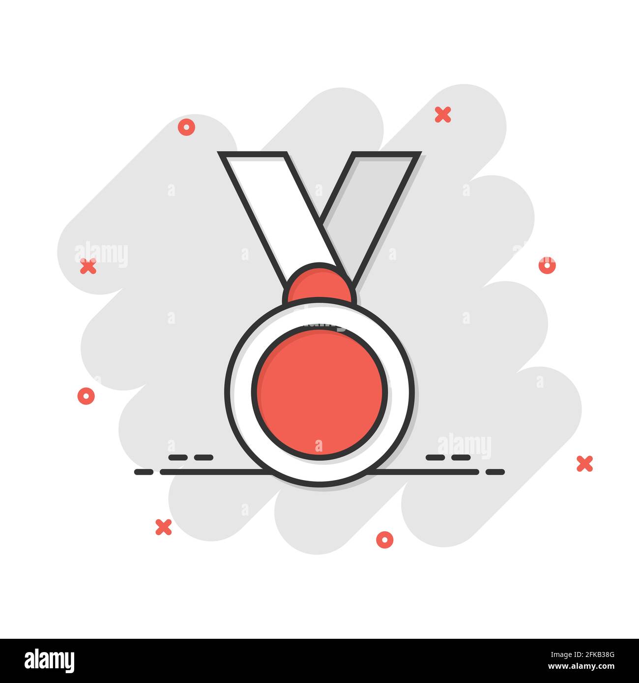 Medal icon in comic style. Prize cartoon sign vector illustration on ...