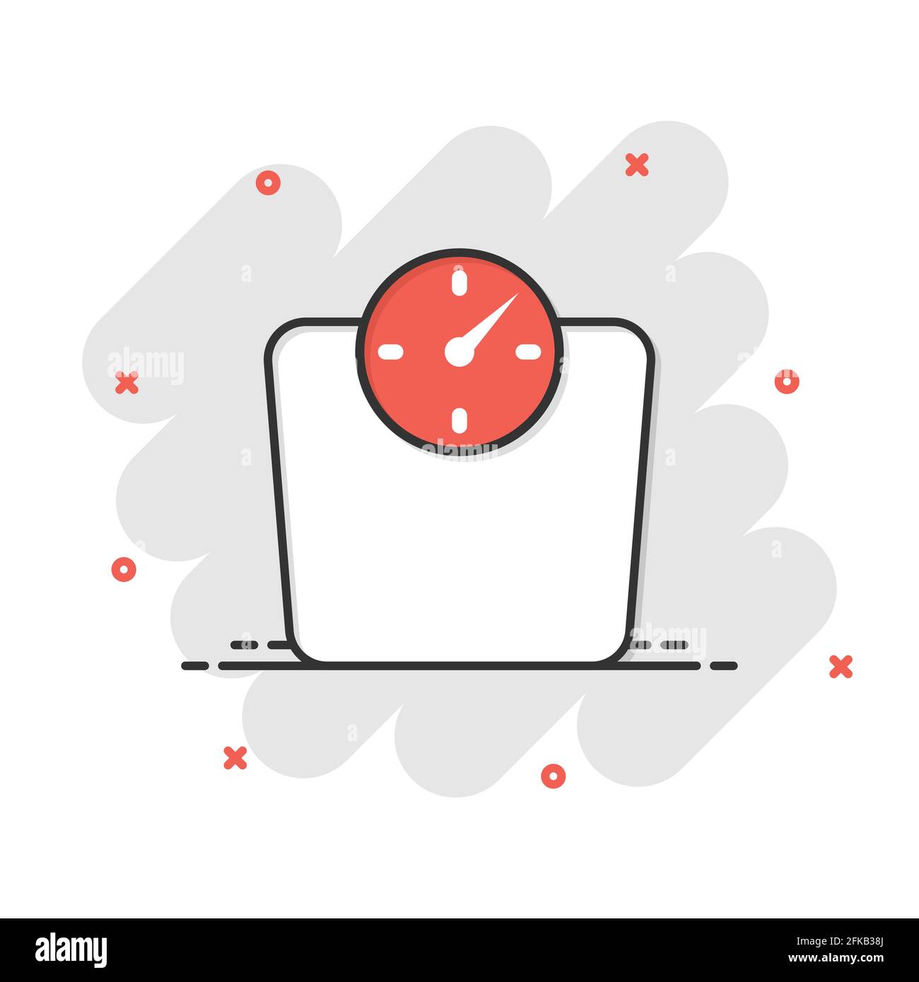 Scale icon in comic style. Balance cartoon vector illustration on white ...