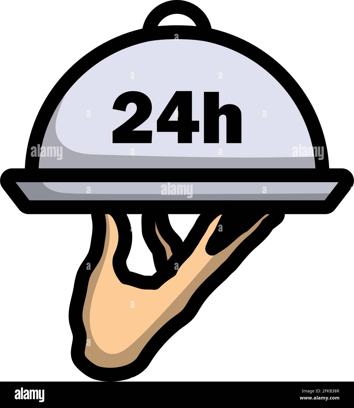 24 Hour Room Service Icon. Editable Bold Outline With Color Fill Design ...