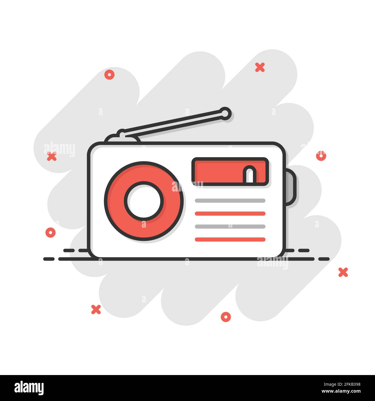 Radio icon in comic style. Fm broadcast cartoon vector illustration on ...