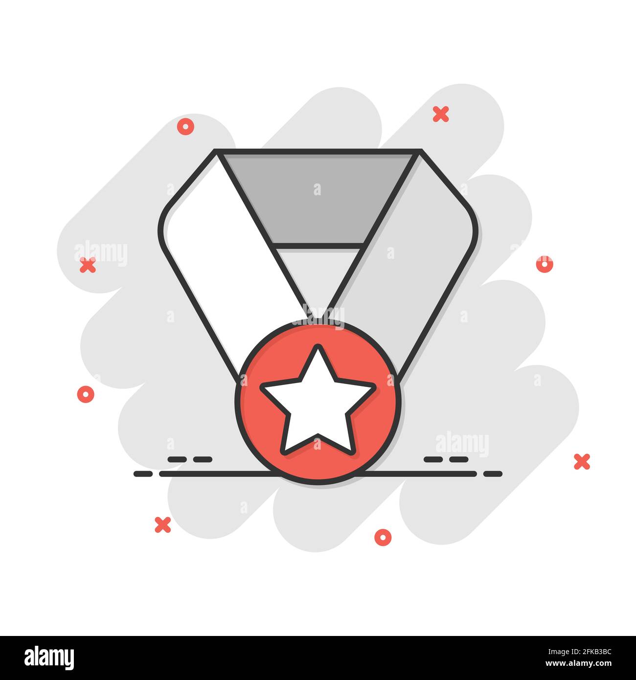 Medal icon in comic style. Prize cartoon sign vector illustration on ...