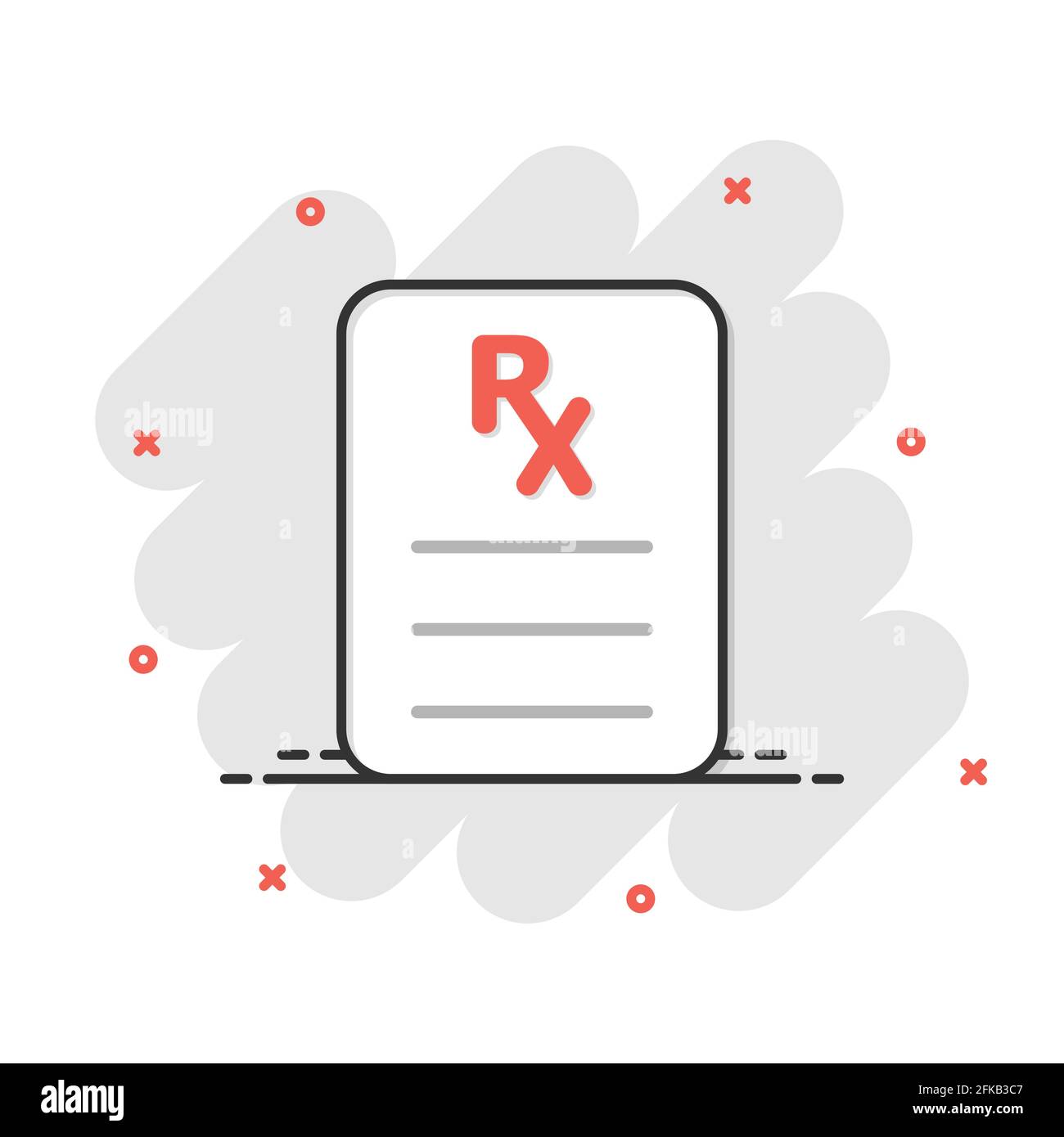 Prescription icon in comic style. Rx document cartoon vector ...