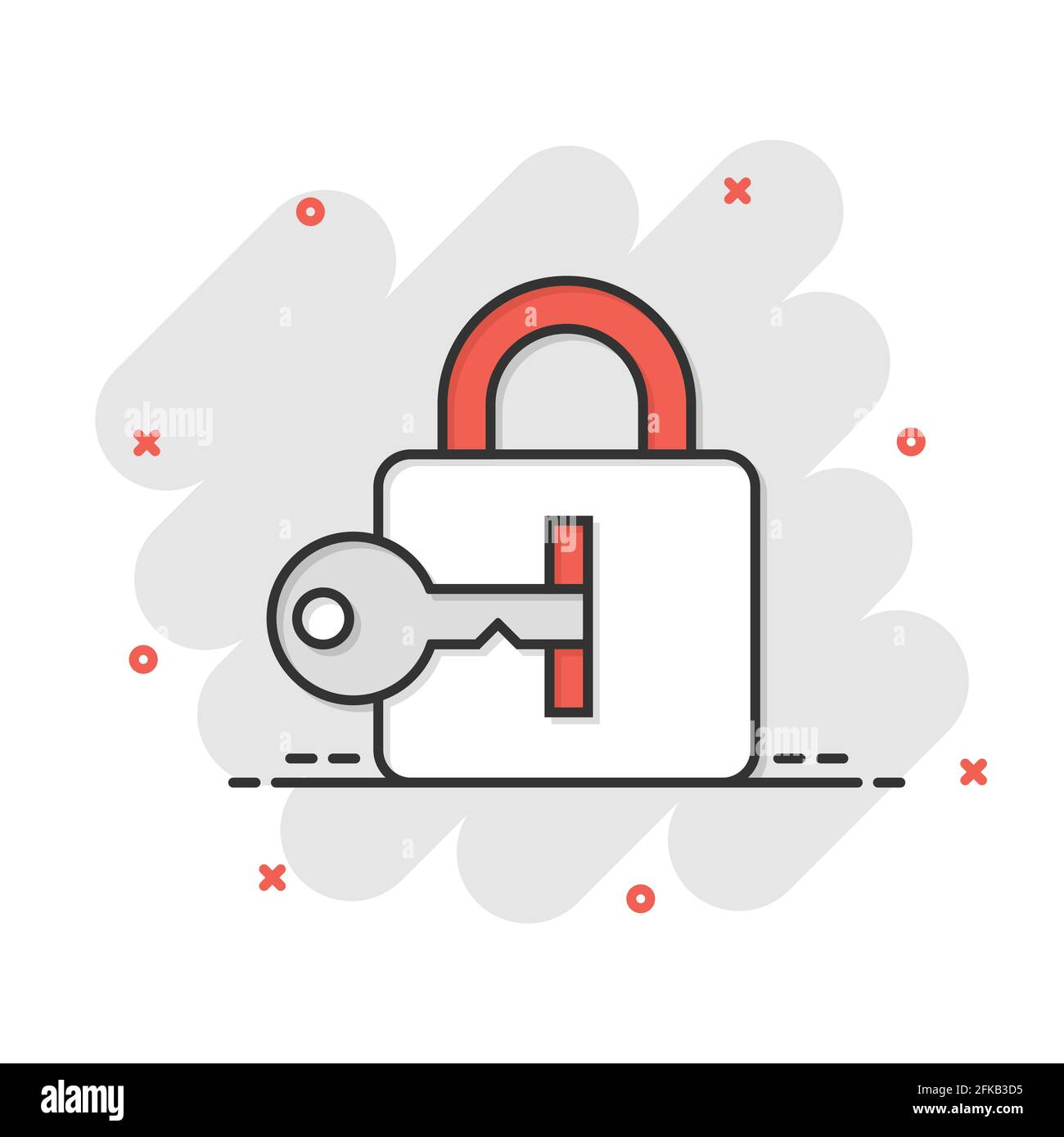 Locker icon in comic style. Padlock password cartoon vector ...