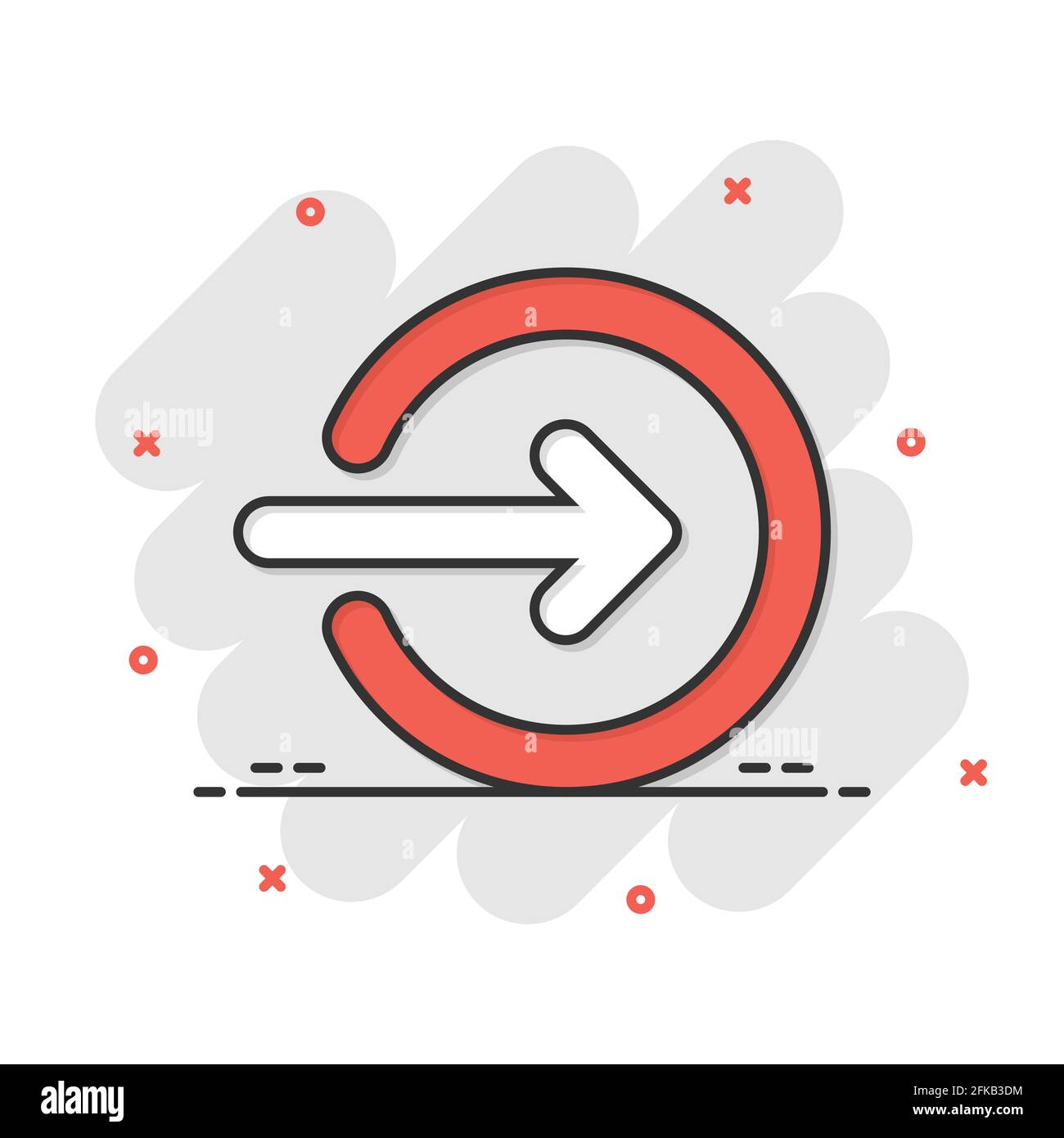 Login icon in comic style. Arrow access cartoon vector illustration on ...