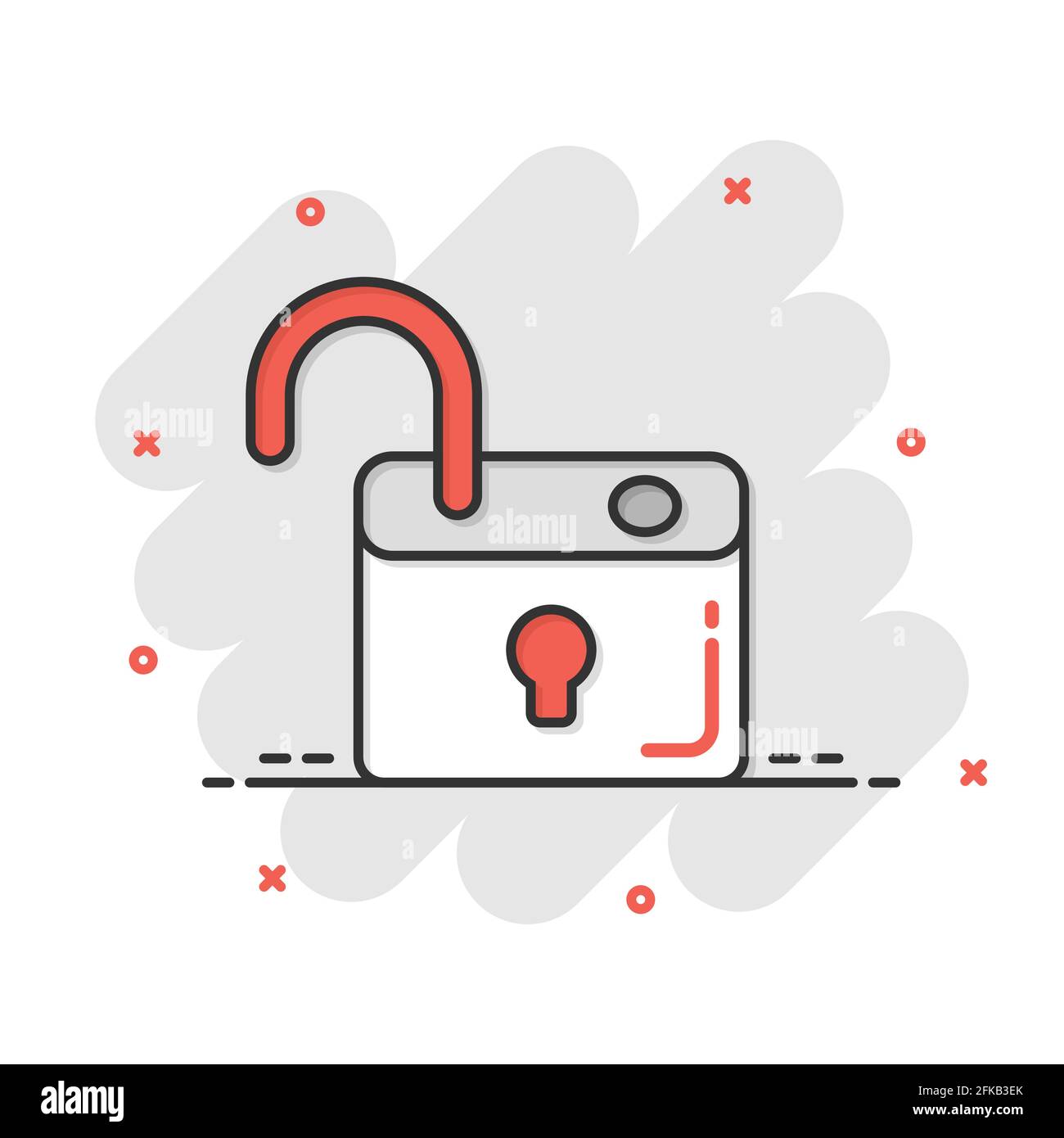 Locker icon in comic style. Padlock password cartoon vector ...