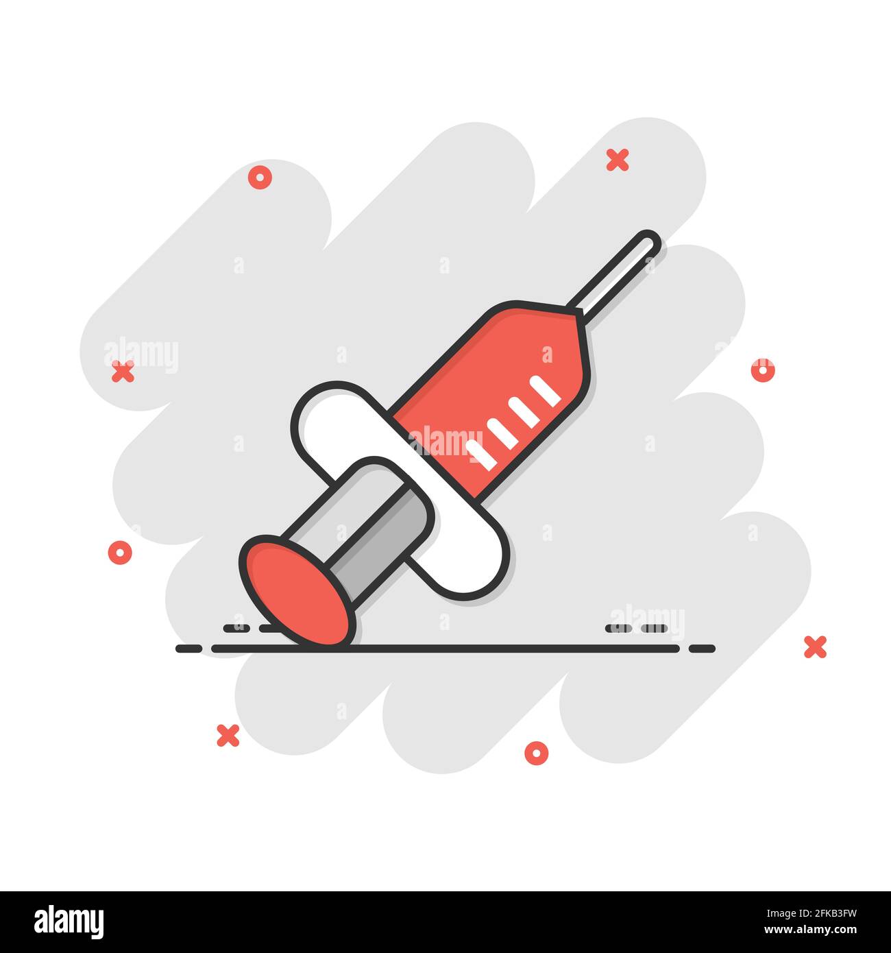 Syringe icon in comic style. Inject needle cartoon vector illustration ...