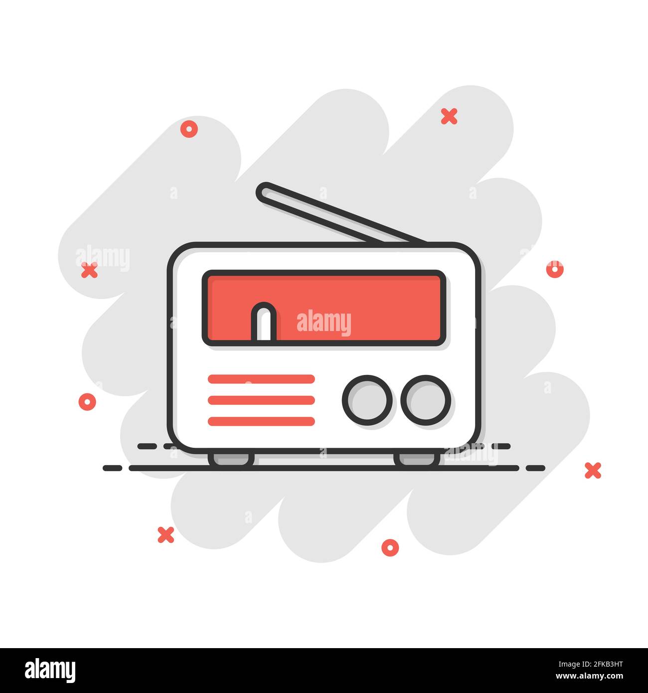 Radio icon in comic style. Fm broadcast cartoon vector illustration on ...