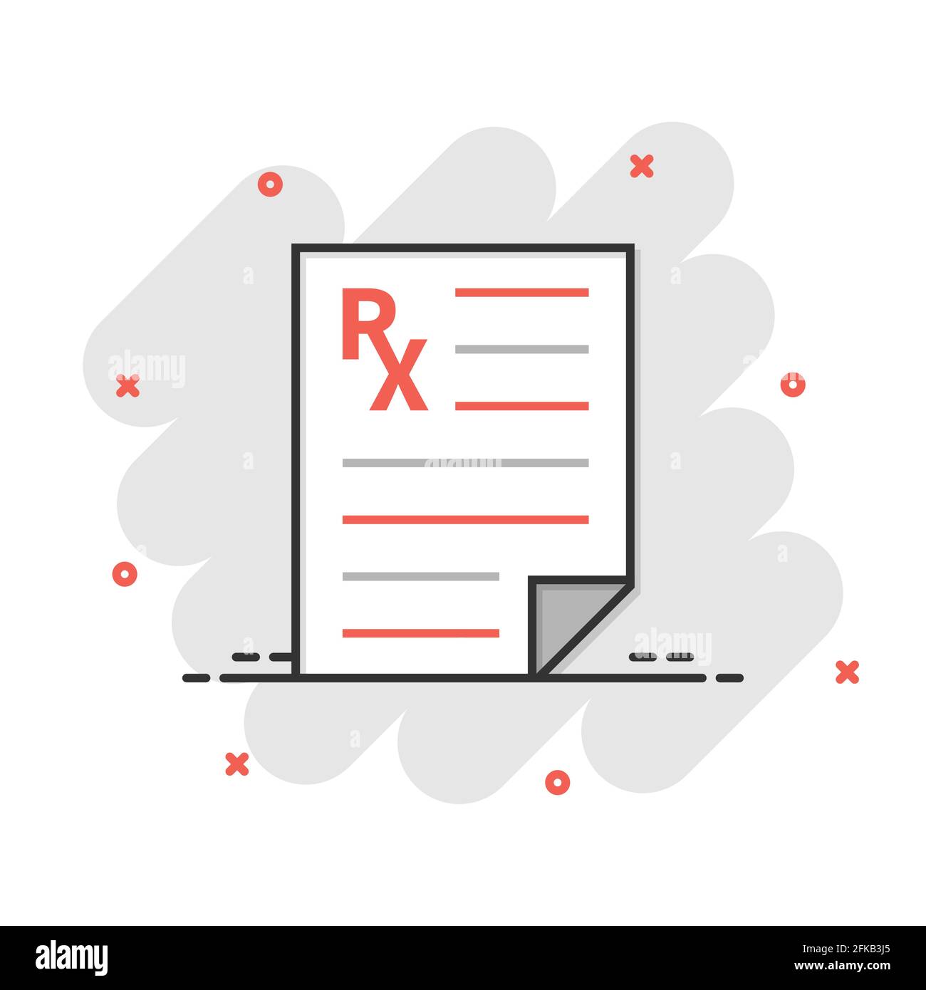 Prescription icon in comic style. Rx document cartoon vector ...