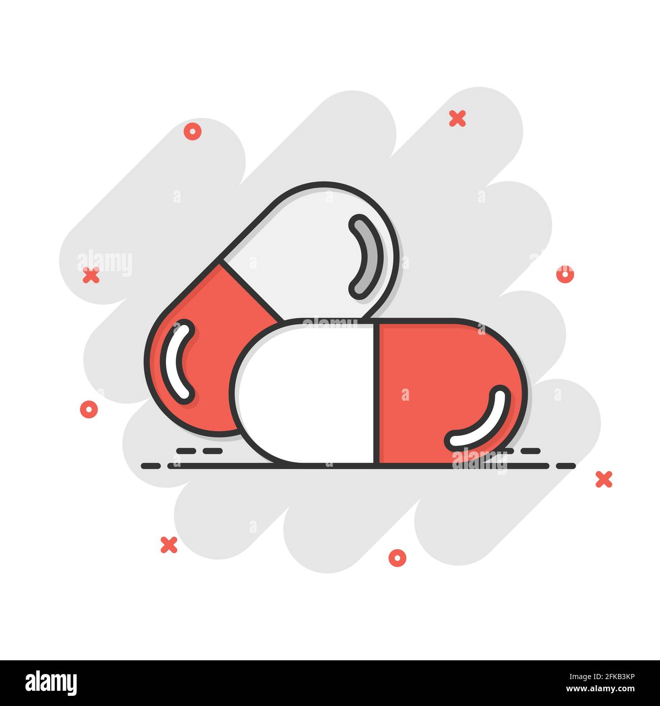 Pill capsule icon in comic style. Drugs cartoon vector illustration on ...
