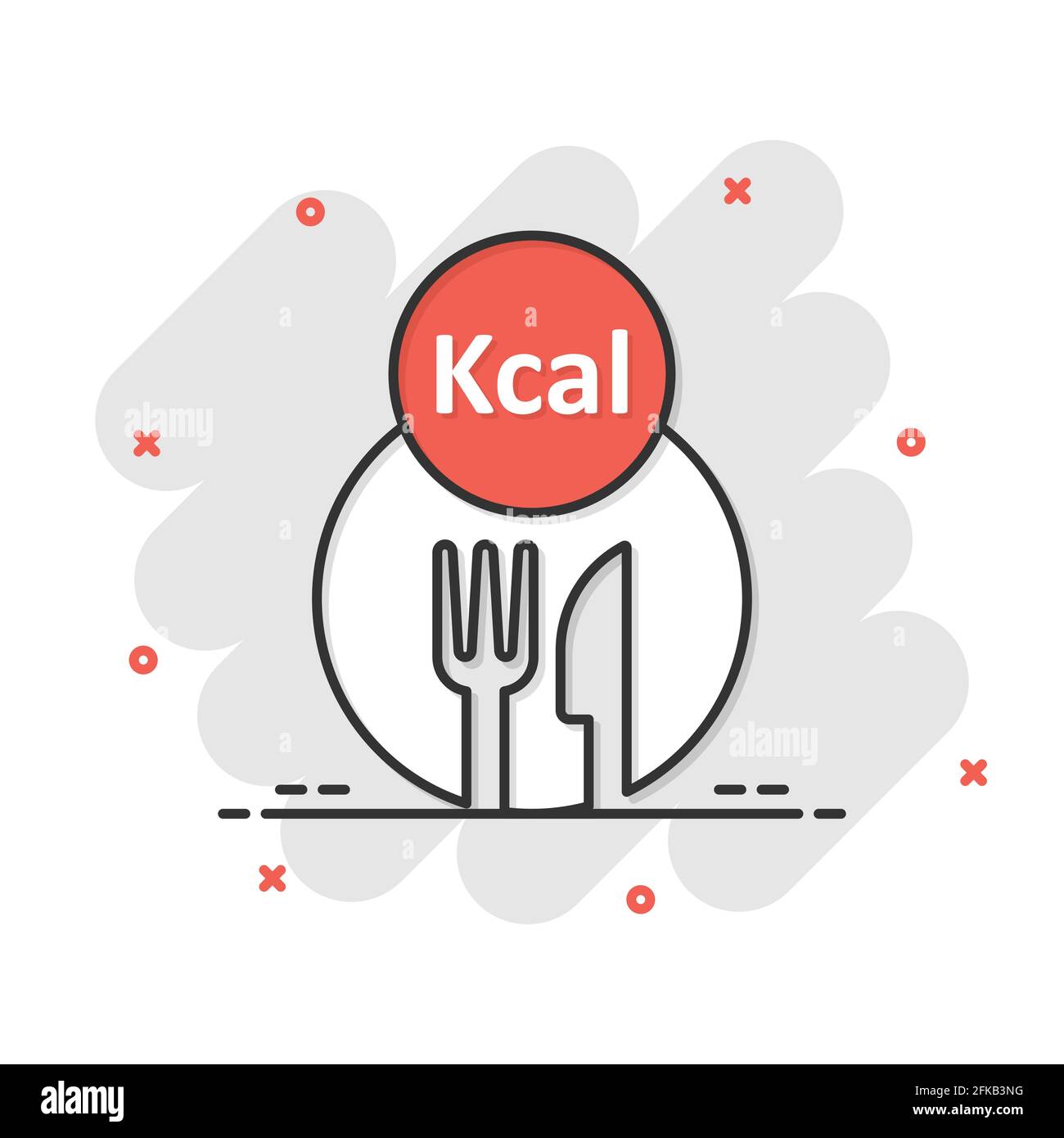 Kcal icon in comic style. Diet cartoon vector illustration on white ...