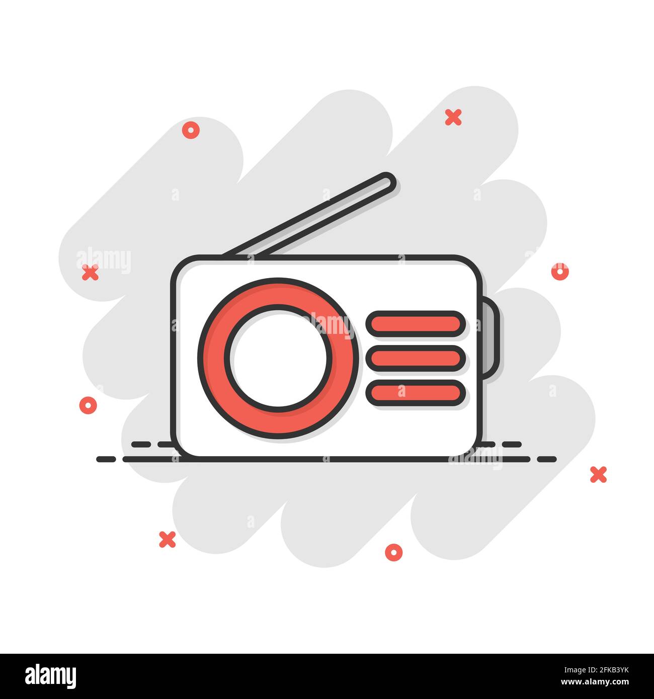 Radio icon in comic style. Fm broadcast cartoon vector illustration on ...