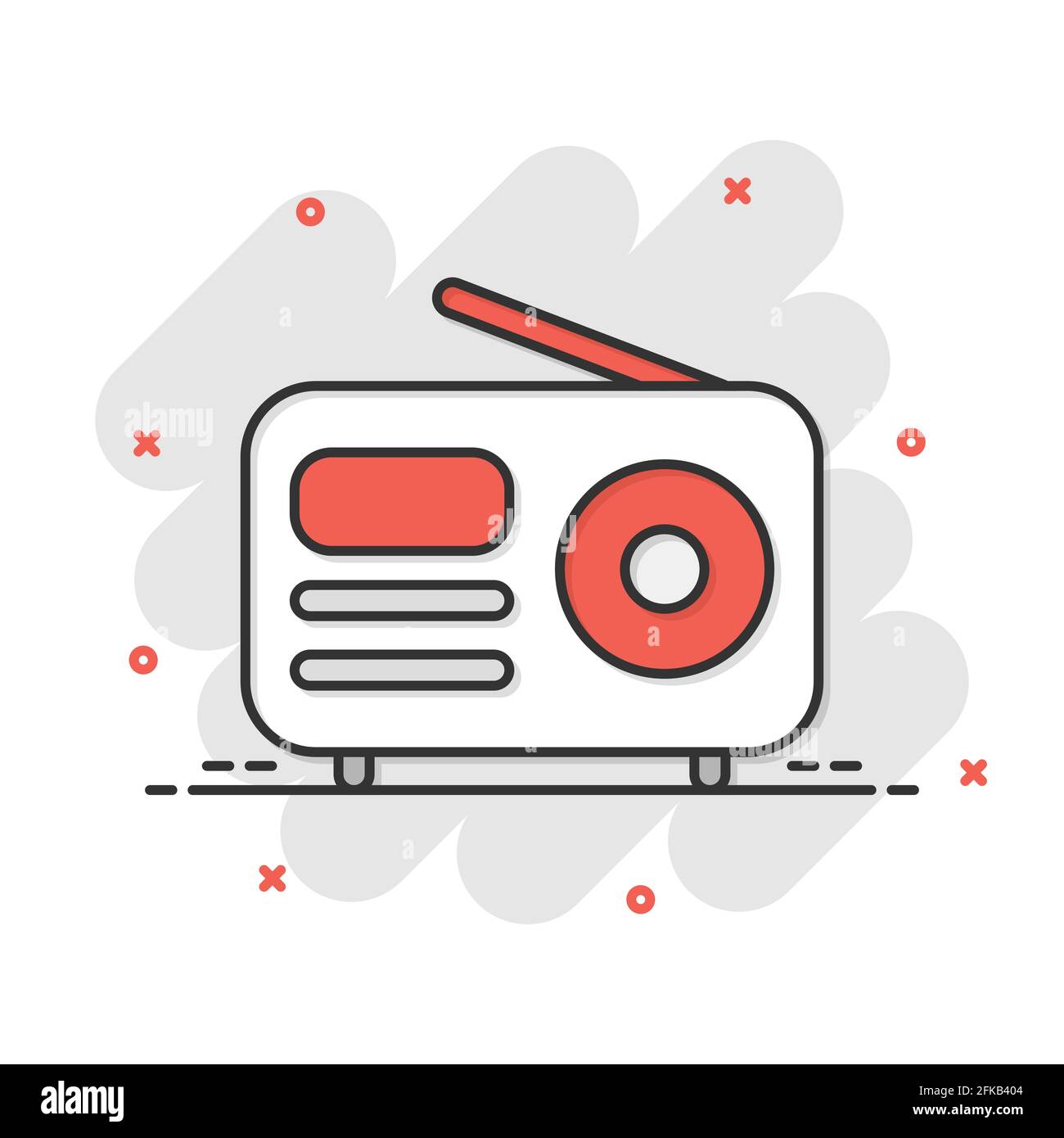 Radio icon in comic style. Fm broadcast cartoon vector illustration on ...