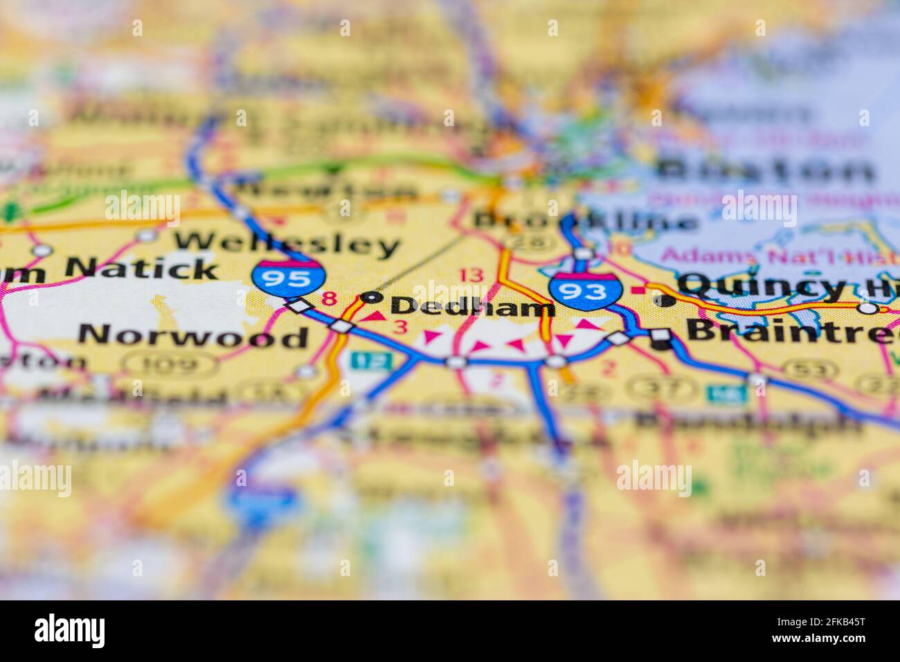 Dedham Massachusetts USA Shown on a Geography map or road map Stock Photo - Alamy