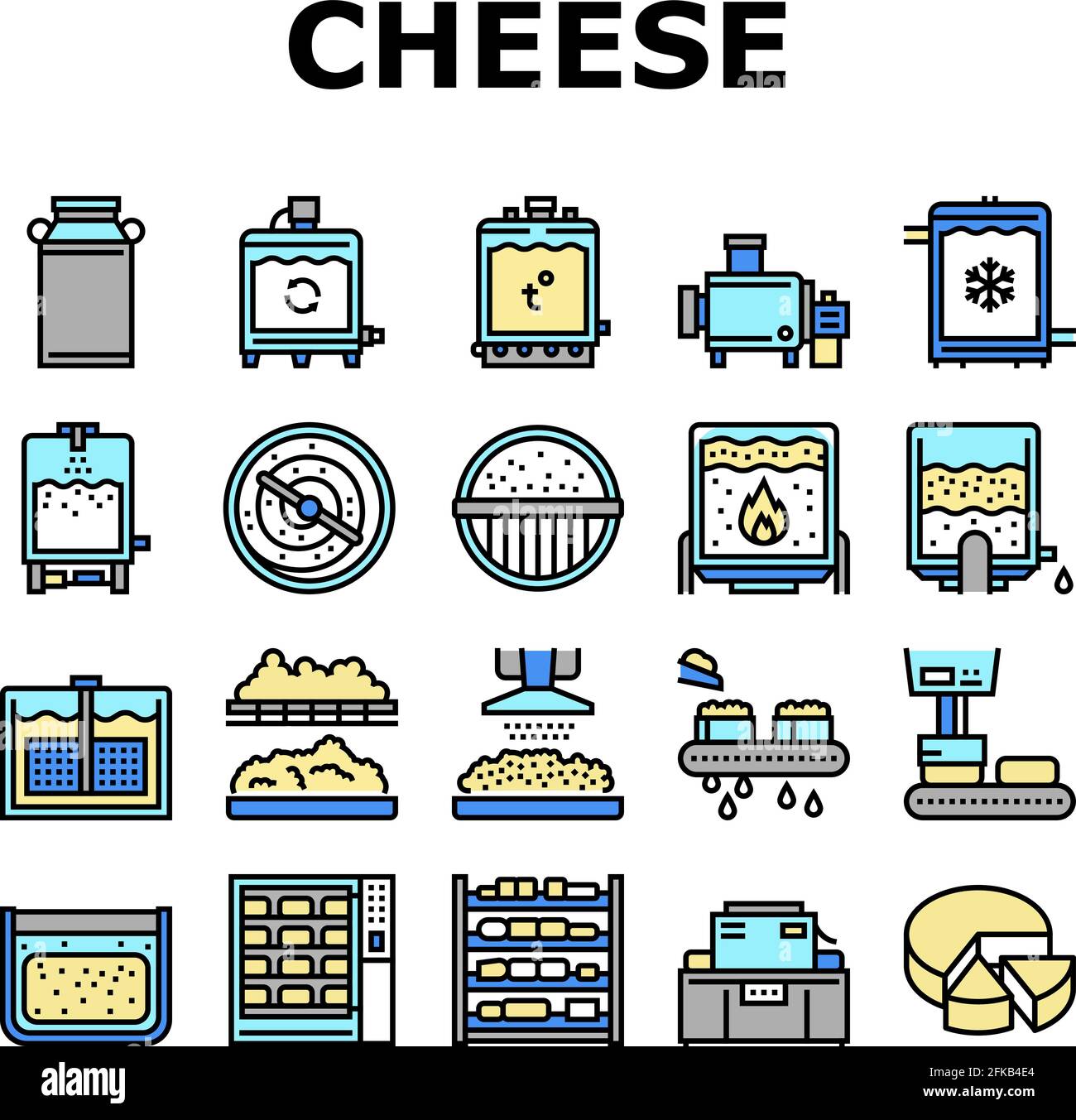 Cheese Production Collection Icons Set Vector Stock Vector Image & Art ...