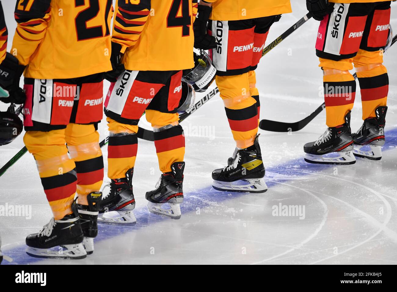 Edge motif, symbol photo lower body and legs of the German players on ...