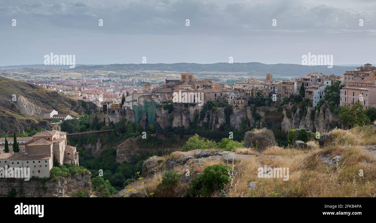 Panoramic views of the city of Cuenca, Spain, with de Cathedral ...