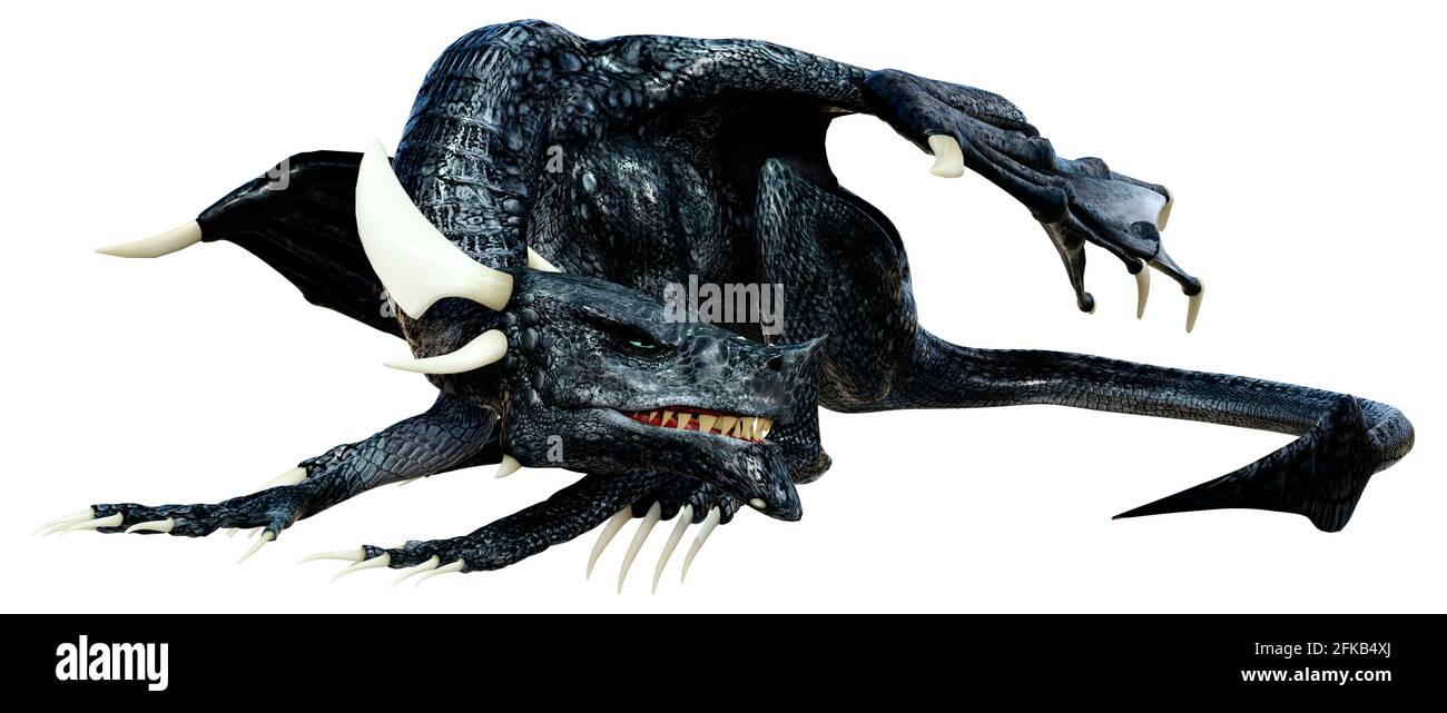 3D rendering of a fantasy dragon isolated on white background Stock ...
