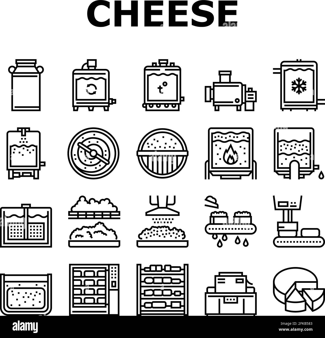 Cheese Production Collection Icons Set Vector Stock Vector Image & Art ...