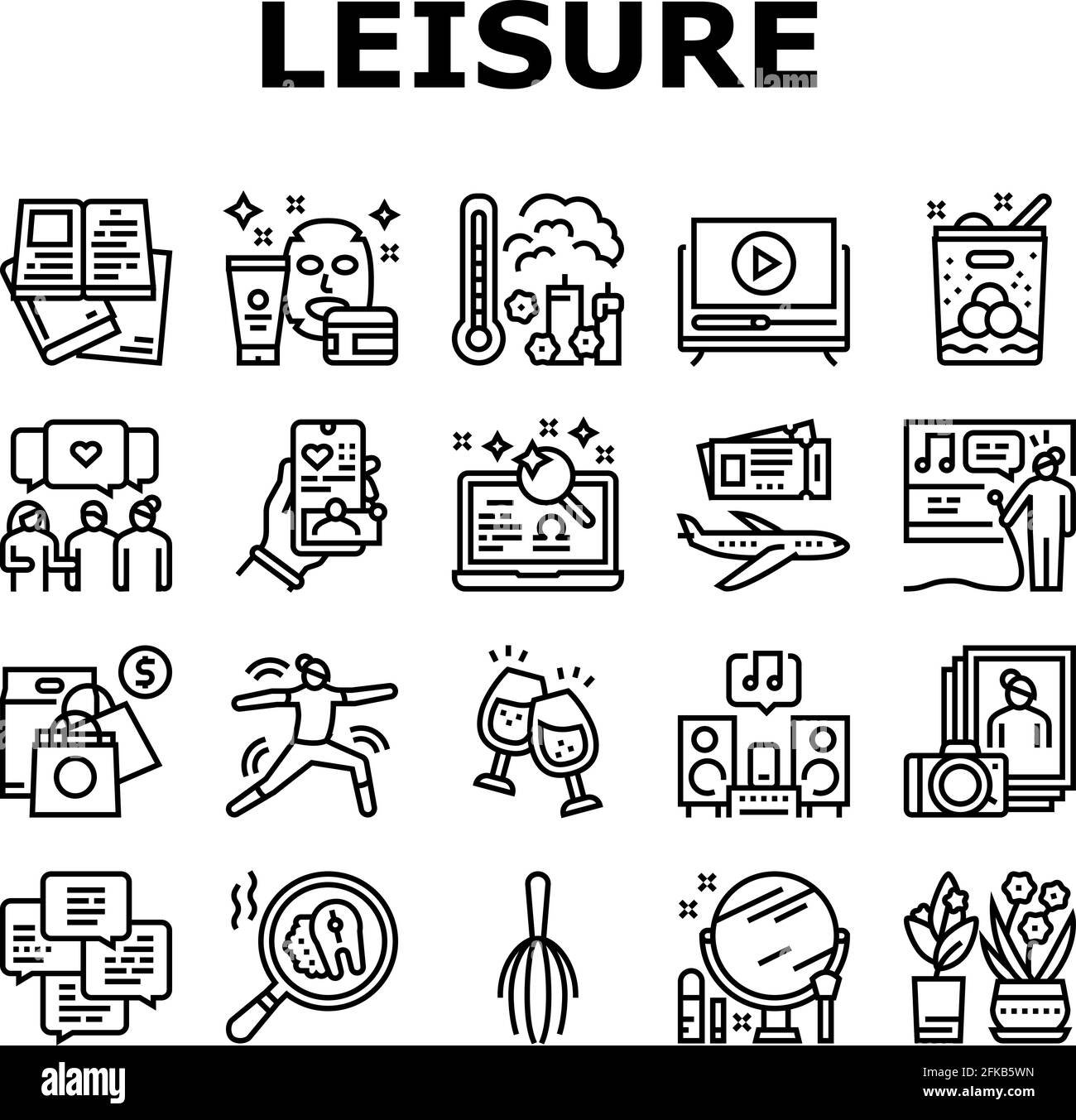 Womens Leisure Time Collection Icons Set Vector Stock Vector Image ...